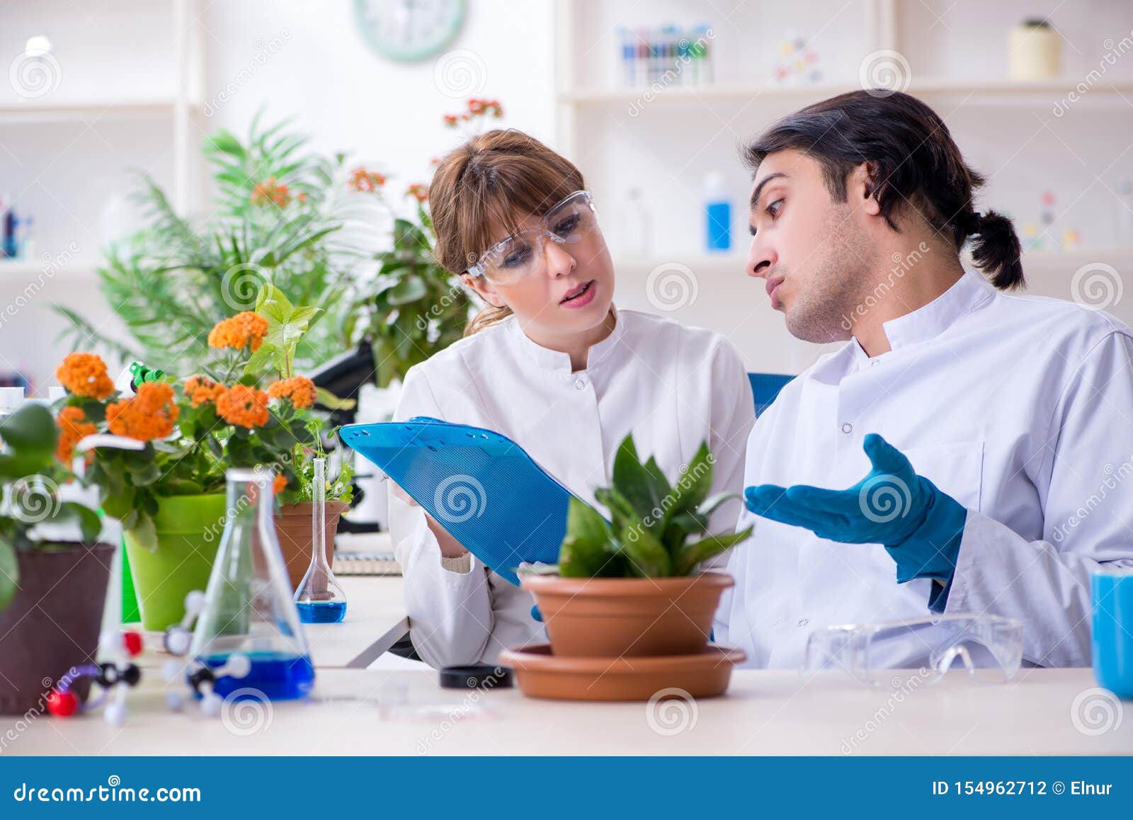 Two Young Botanist Working in the Lab Stock Photo - Image of plant ...