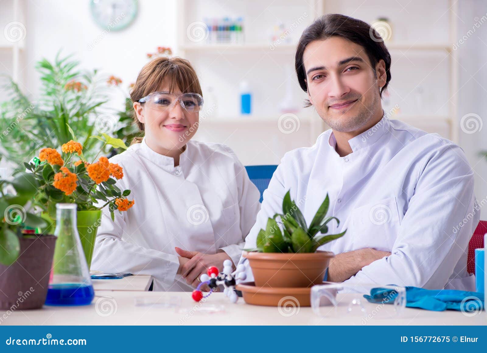Two Young Botanist Working in the Lab Stock Image - Image of green ...
