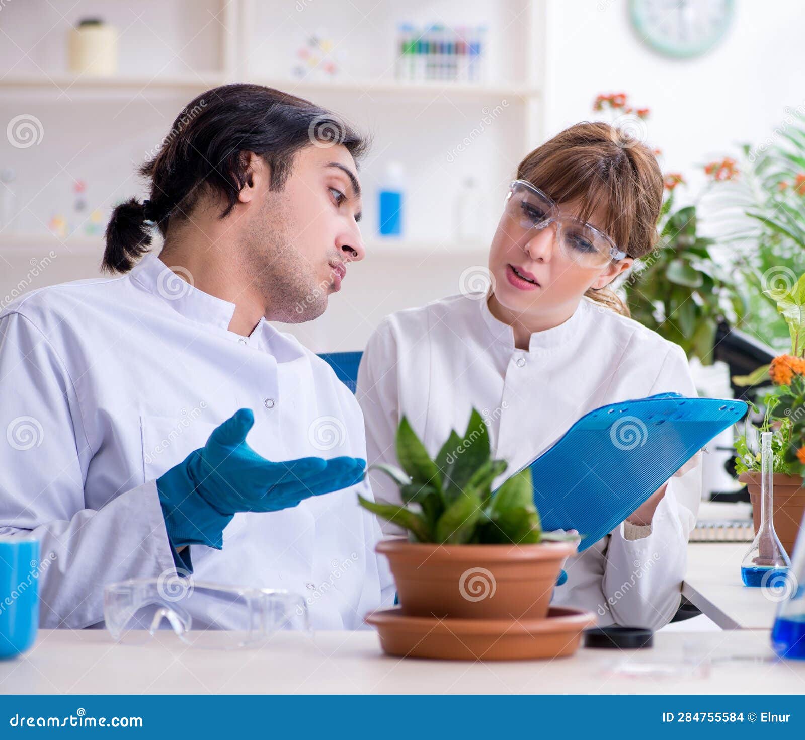 Two Young Botanist Working in the Lab Stock Photo - Image of biological ...