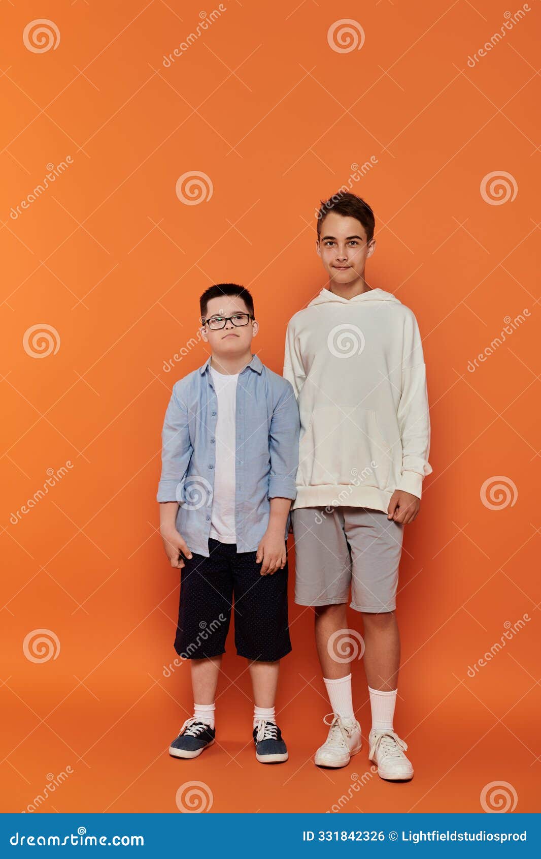 Two Young Boys Stand Side by Stock Photo - Image of together, boys ...