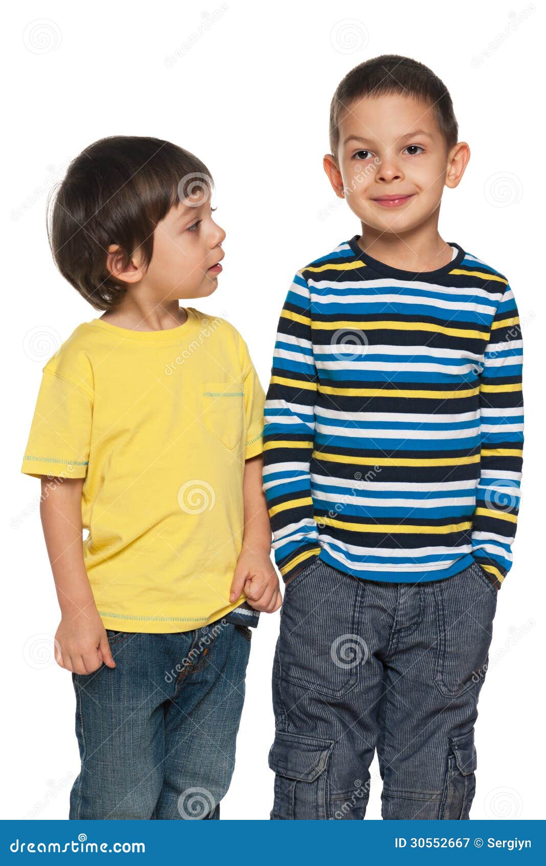 Two Young Boys are Standing Together Stock Image - Image of children ...