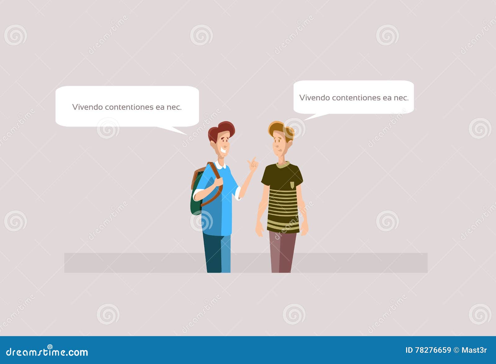 Two Young Boys Students Speaking Friends Communication Stock Vector ...