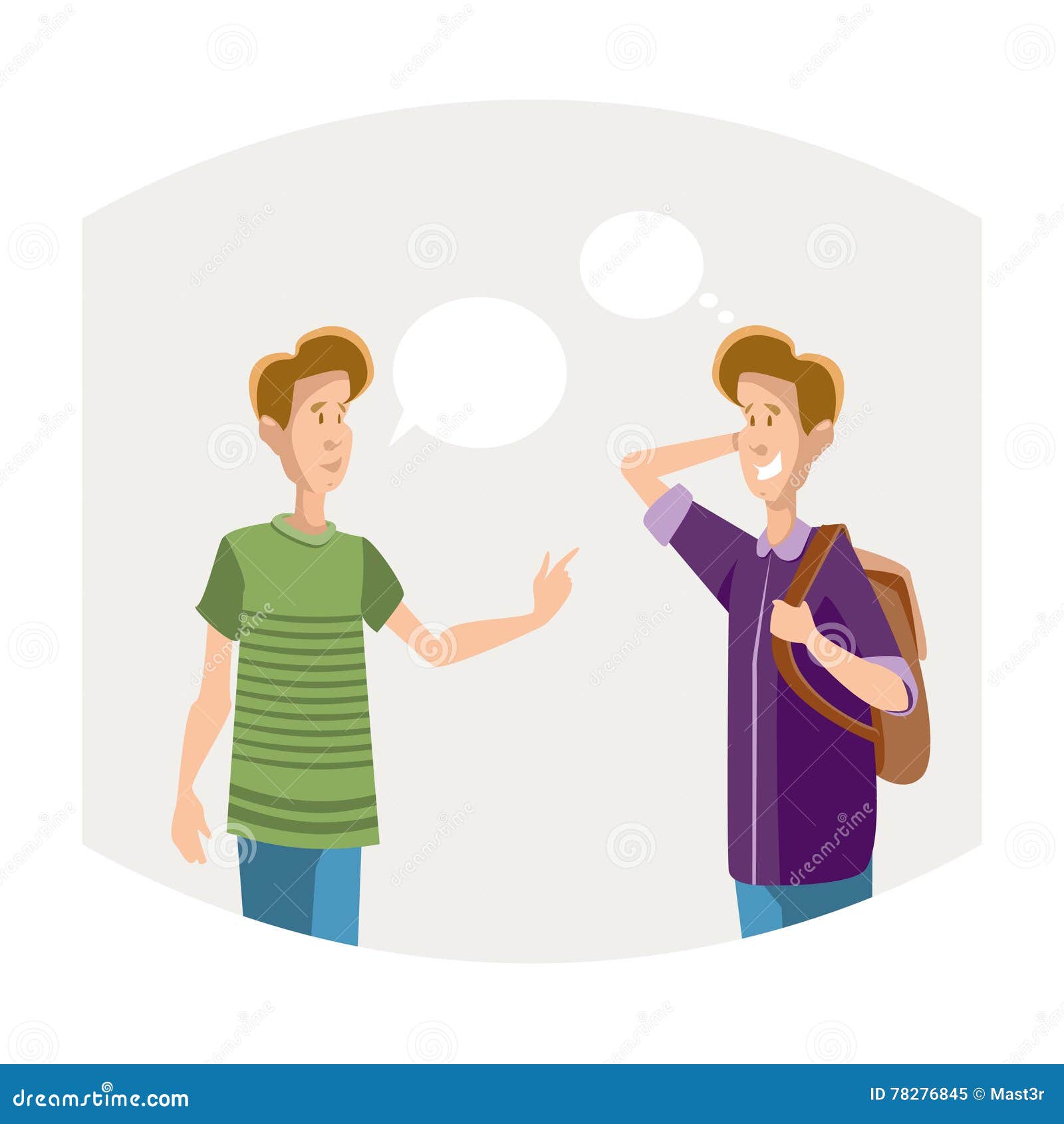 Two Young Boys Students Speaking Friends Communication Stock Vector ...