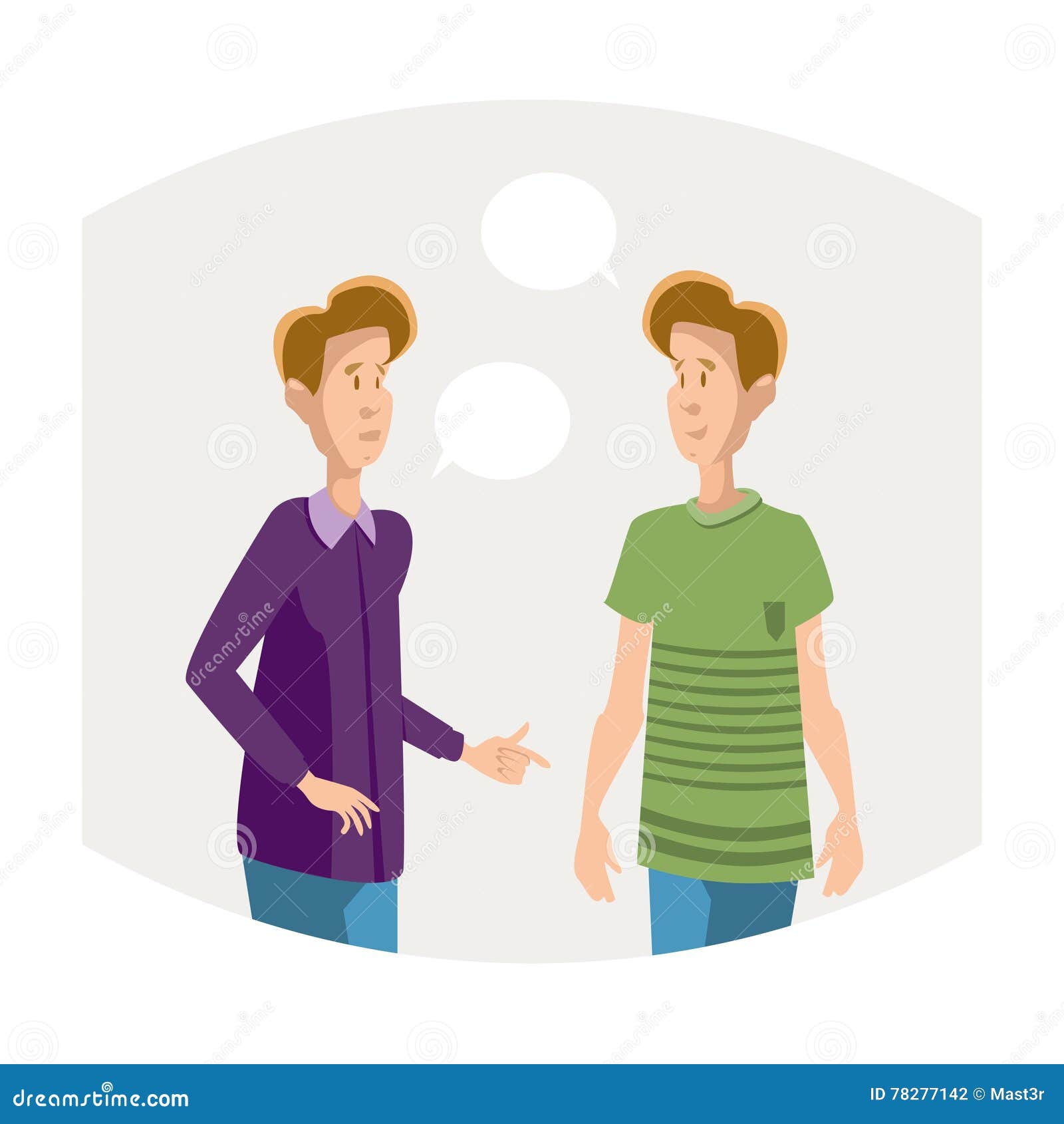 Two Young Boys Students Speaking Friends Communication Stock Vector ...
