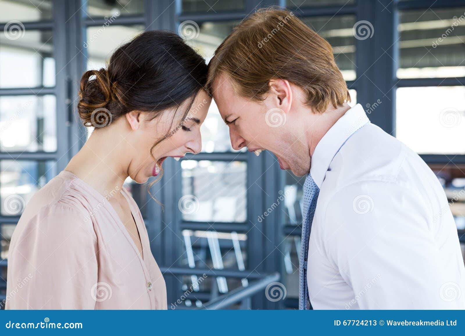 Two Young Business Colleagues Having an Argument Stock Image - Image of ...