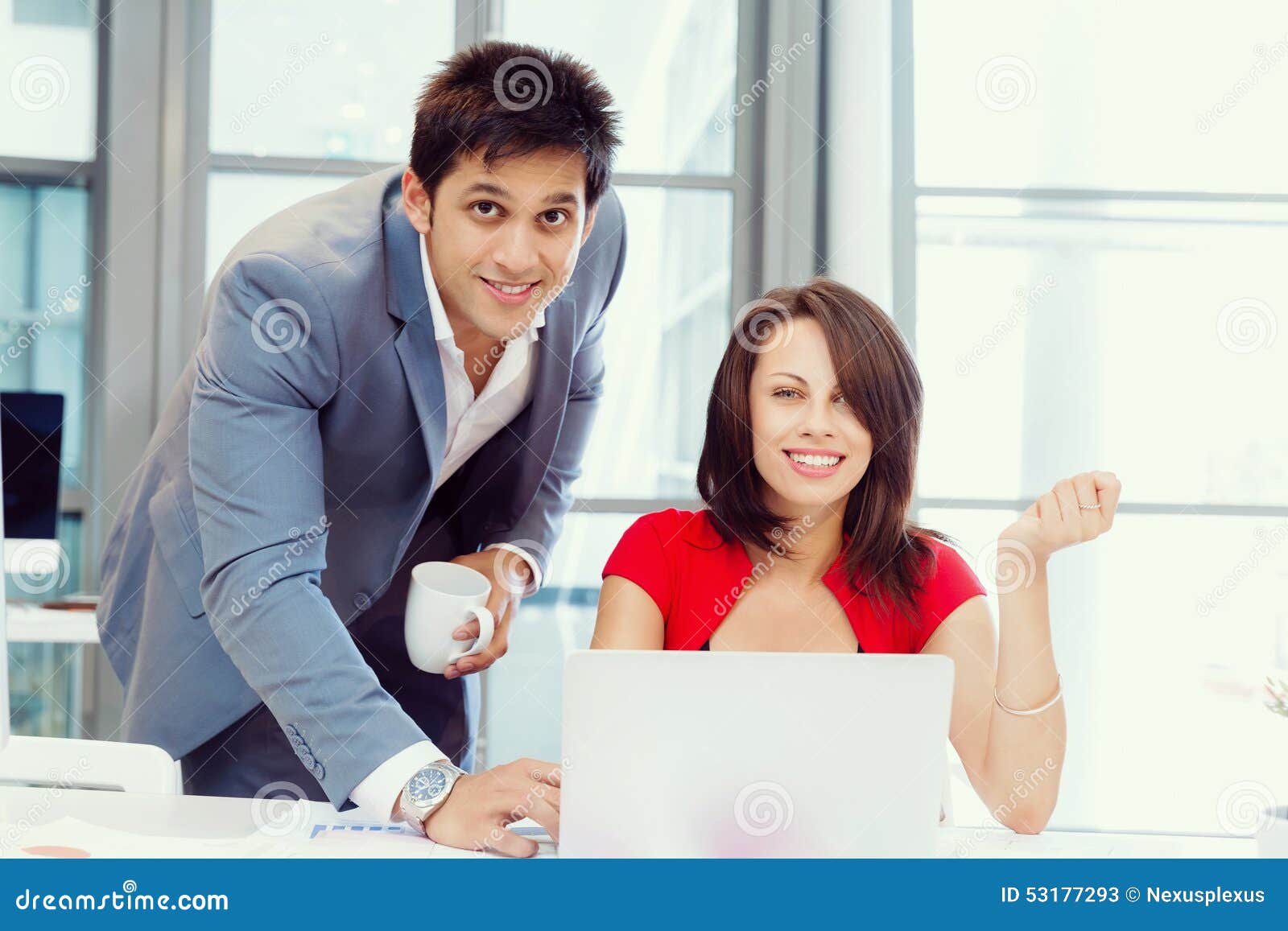 Two Young Business Collegue in Office Stock Image - Image of colleague ...