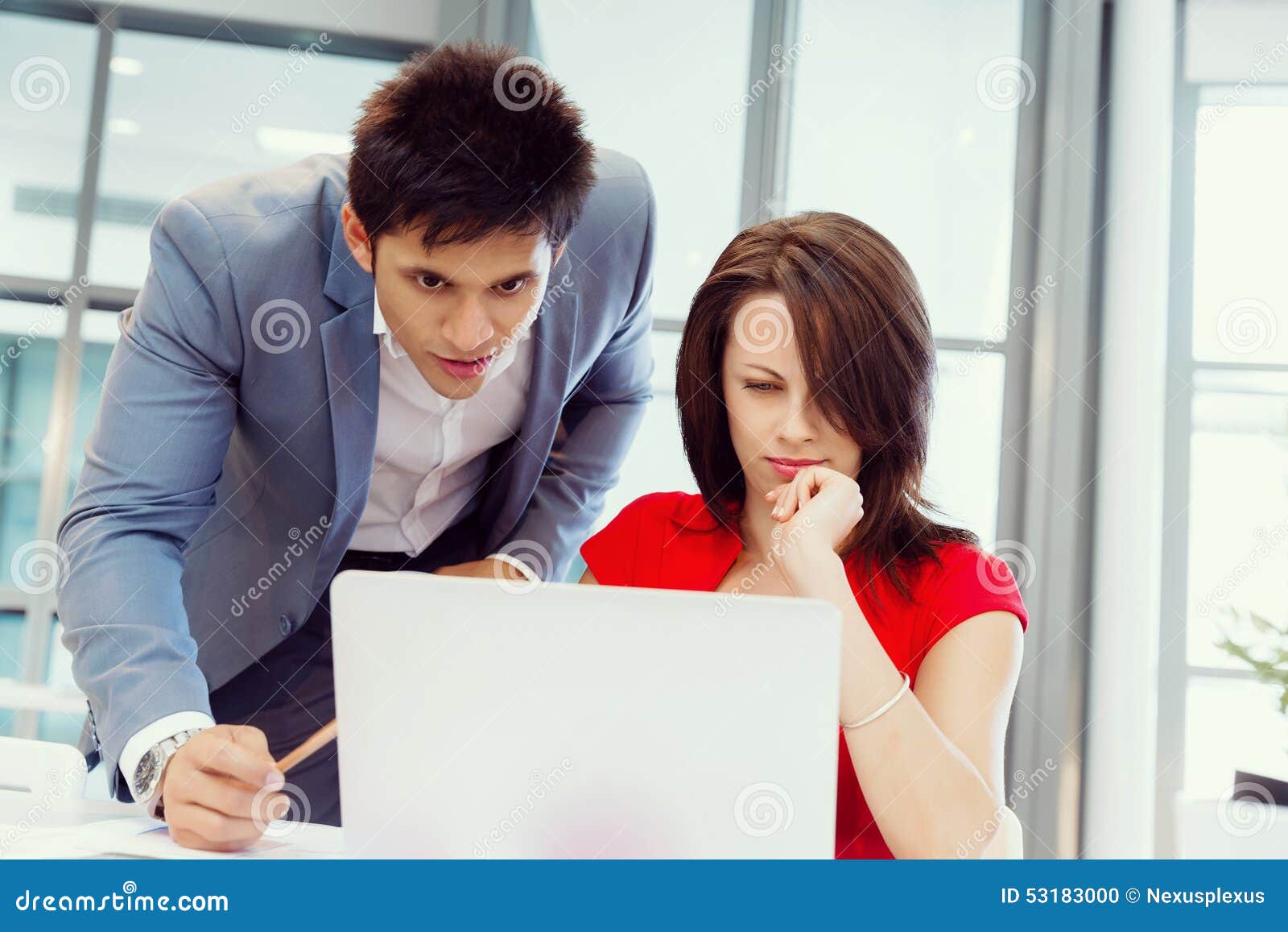 Two Young Business Collegue in Office Stock Photo - Image of male ...