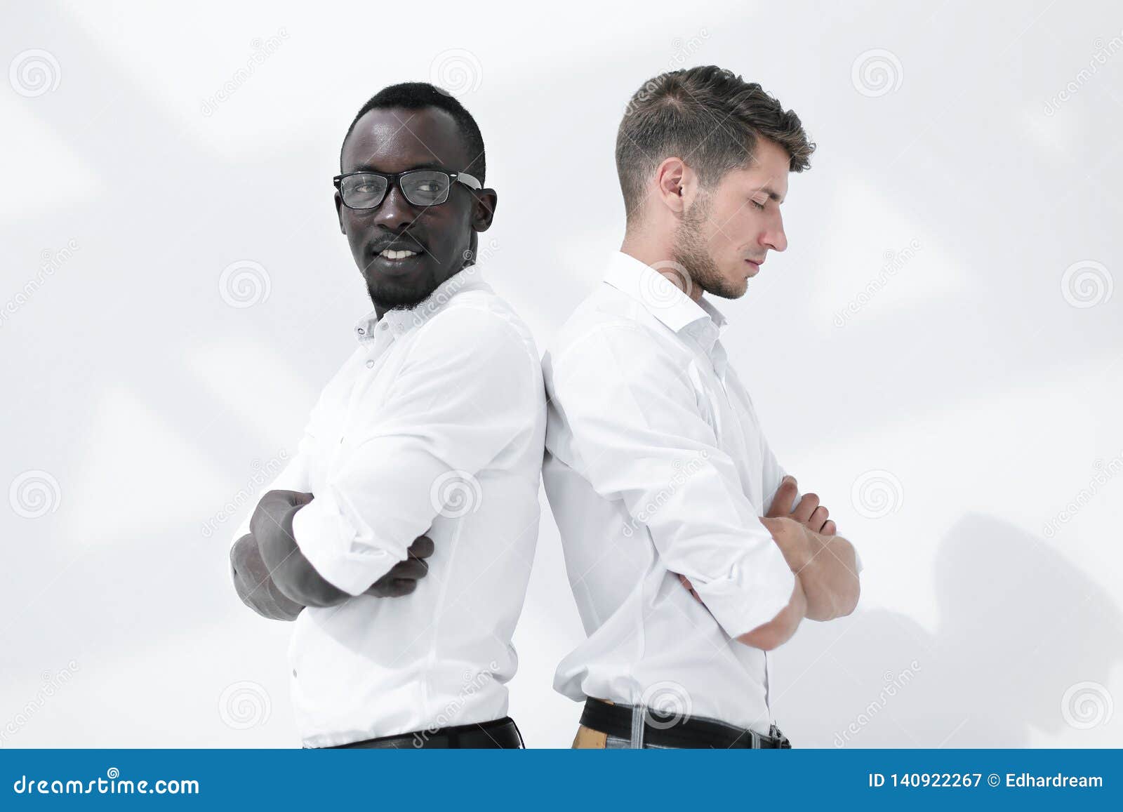 Two Young Business Partners Standing Back To Back Stock Image - Image ...
