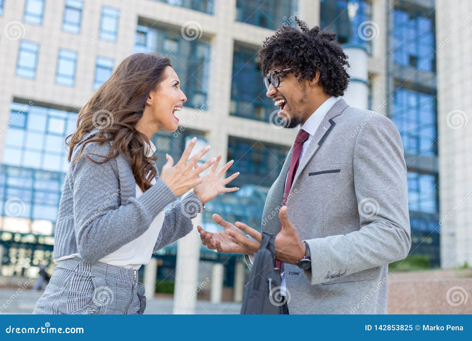 Two Young Business People Yelling at Each Other Stock Image - Image of ...