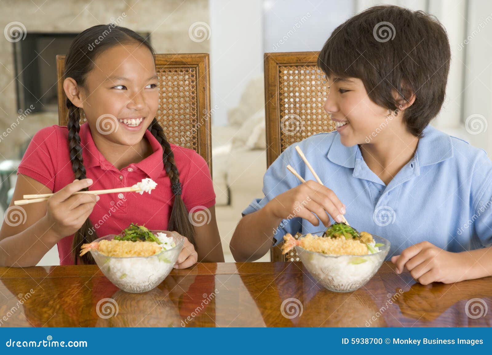 Two Young Children Eating Chinese Food Stock Photo - Image of ethnic ...