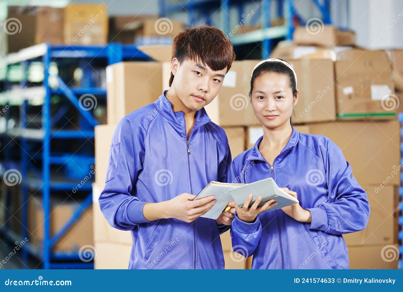 Two Chinese Workers in Warehouse Stock Image - Image of equipment, asia ...