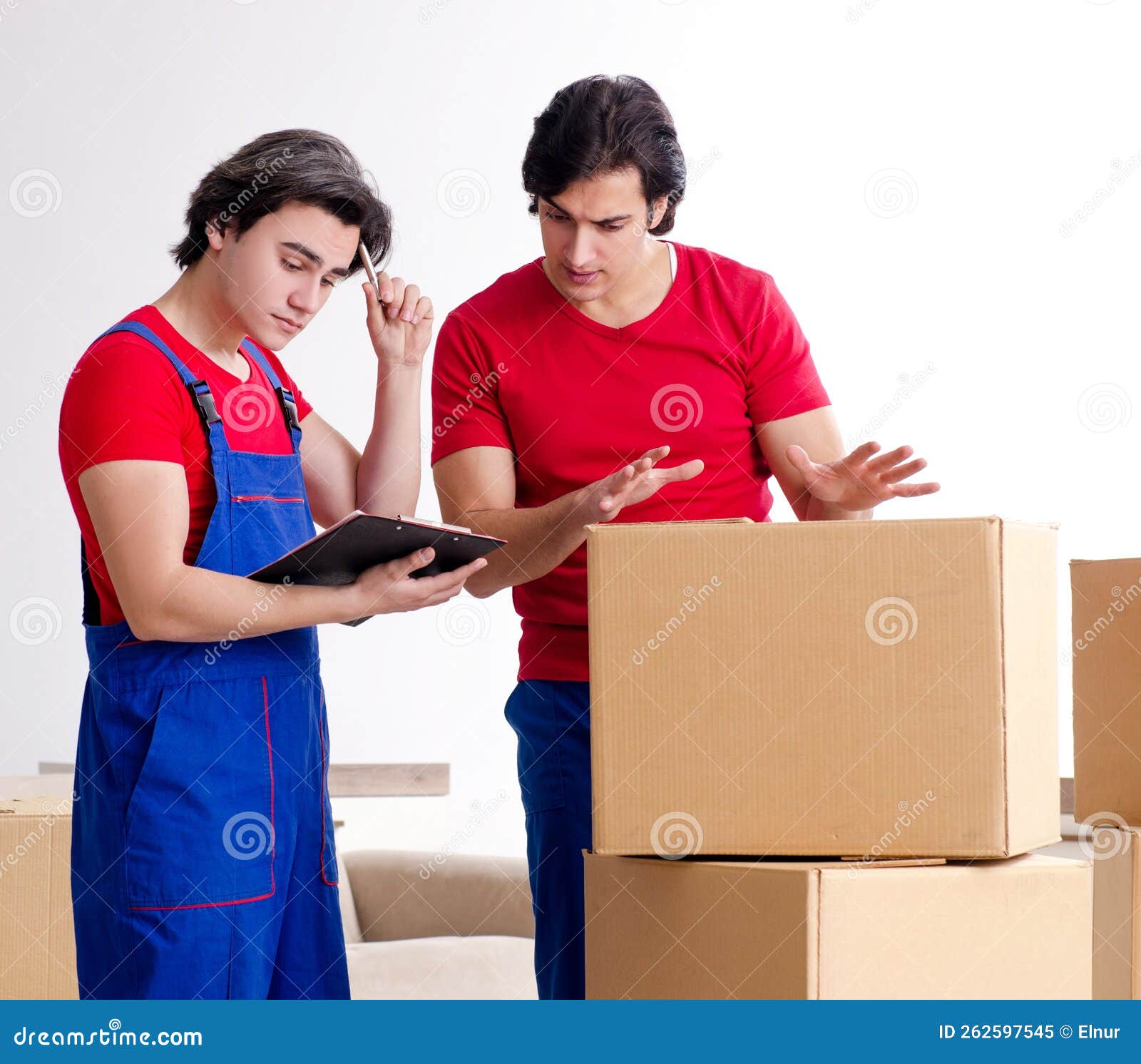 Two Young Contractor Employees Moving Personal Belongings Stock Image ...