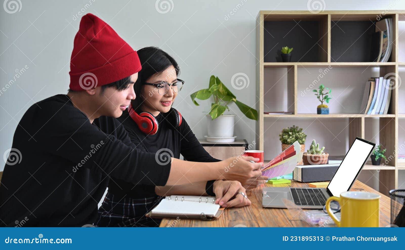 Two Creative Designer Working Together in Office. Stock Image - Image ...