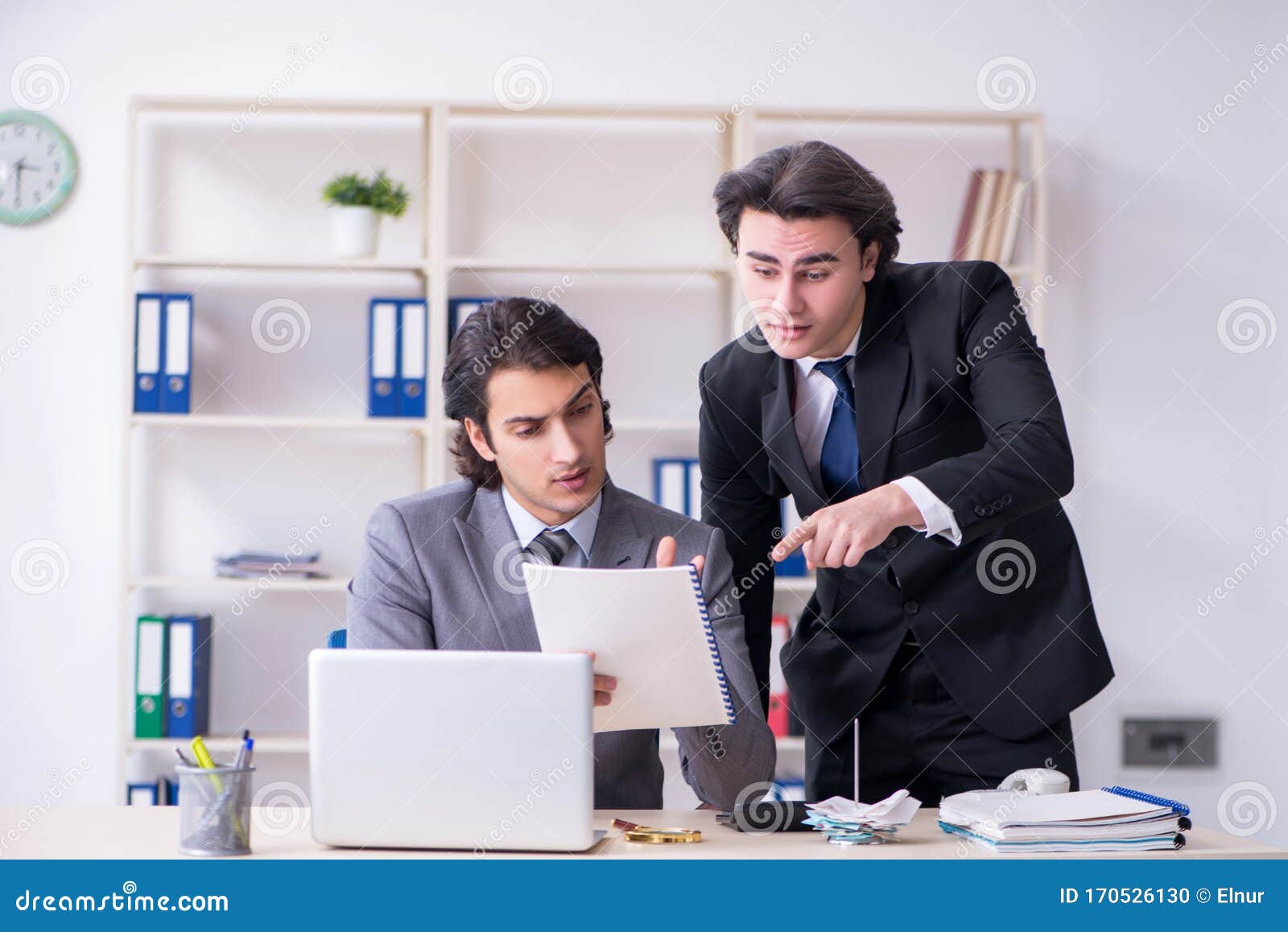 Two Young Employees Working in the Office Stock Photo - Image of ...