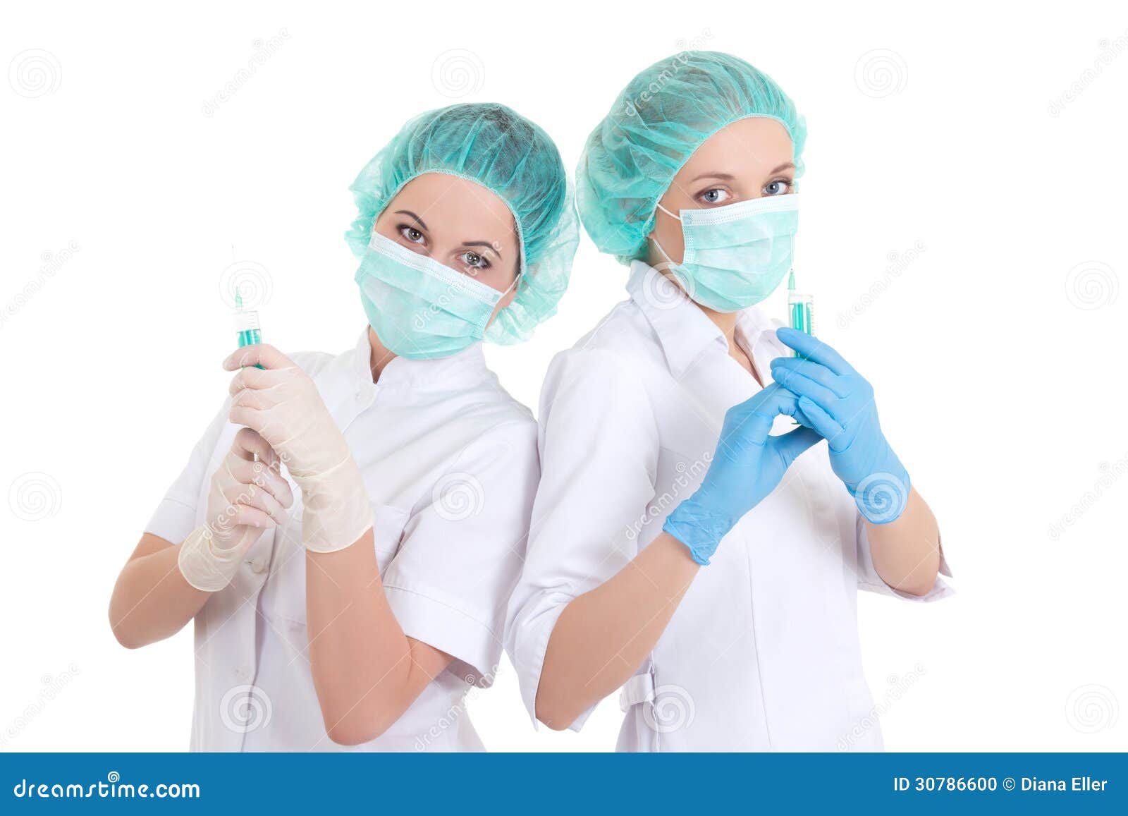 Two Young Female Doctors with Syringes Stock Photo - Image of healthy ...