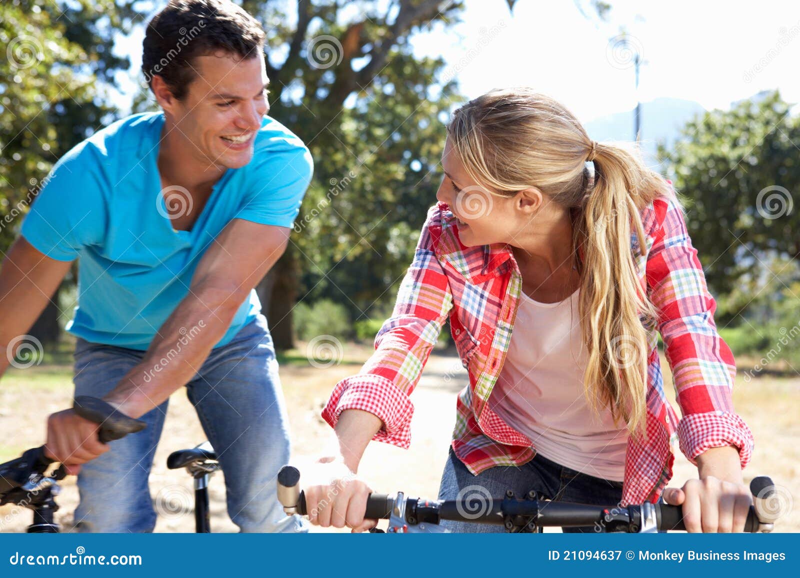 Two Young Friends on a Bike Ride Stock Image - Image of horizontal ...