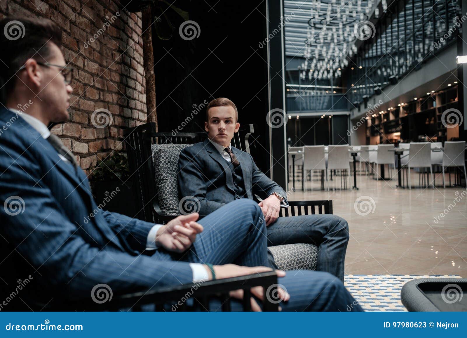 Two Young Gentleman Having Conversation Stock Image - Image of elite ...