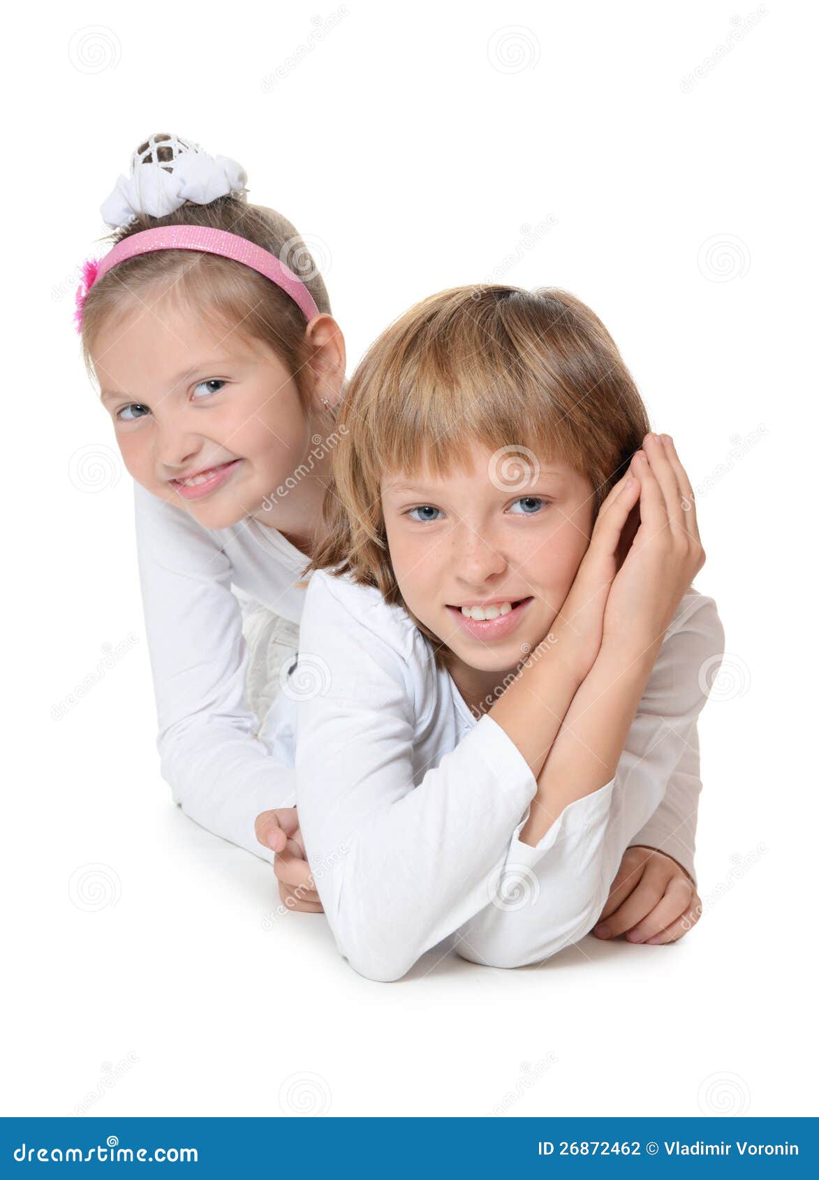Two Young Girl Friends on White Stock Photo - Image of family, female ...