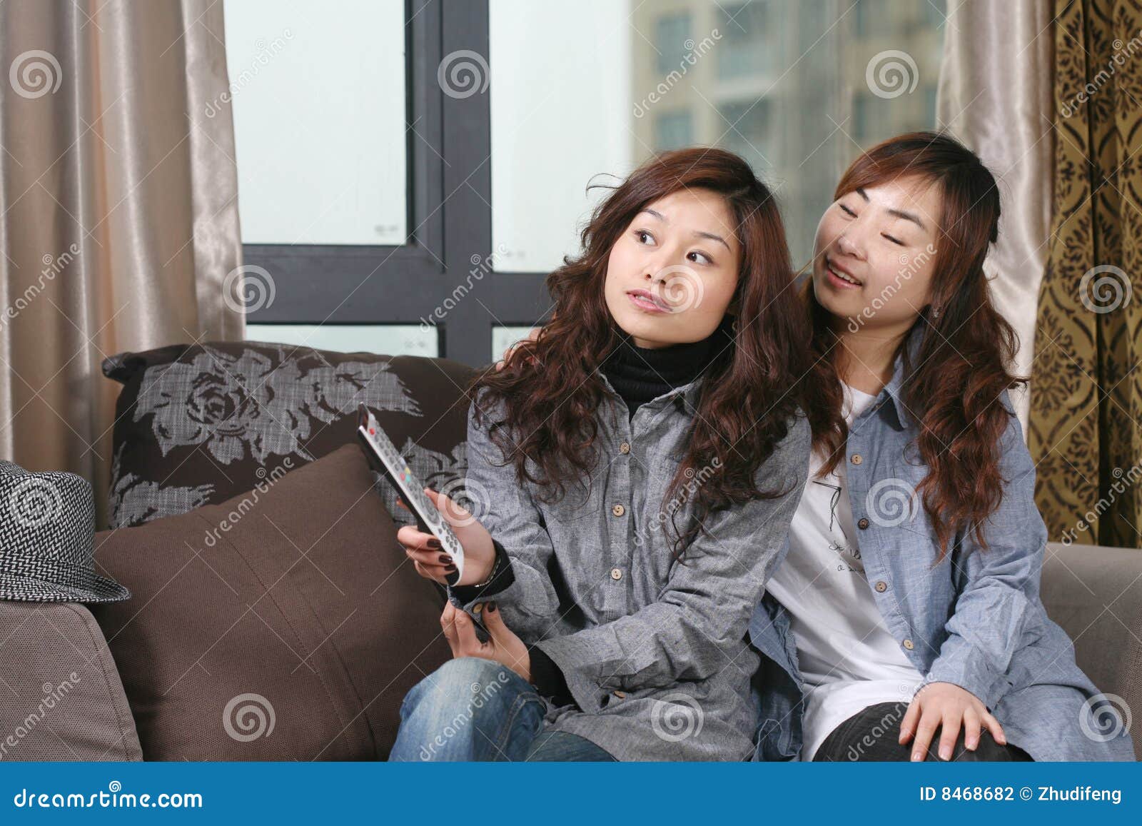Two Young Girl Watch TV Picture. Image: 8468682