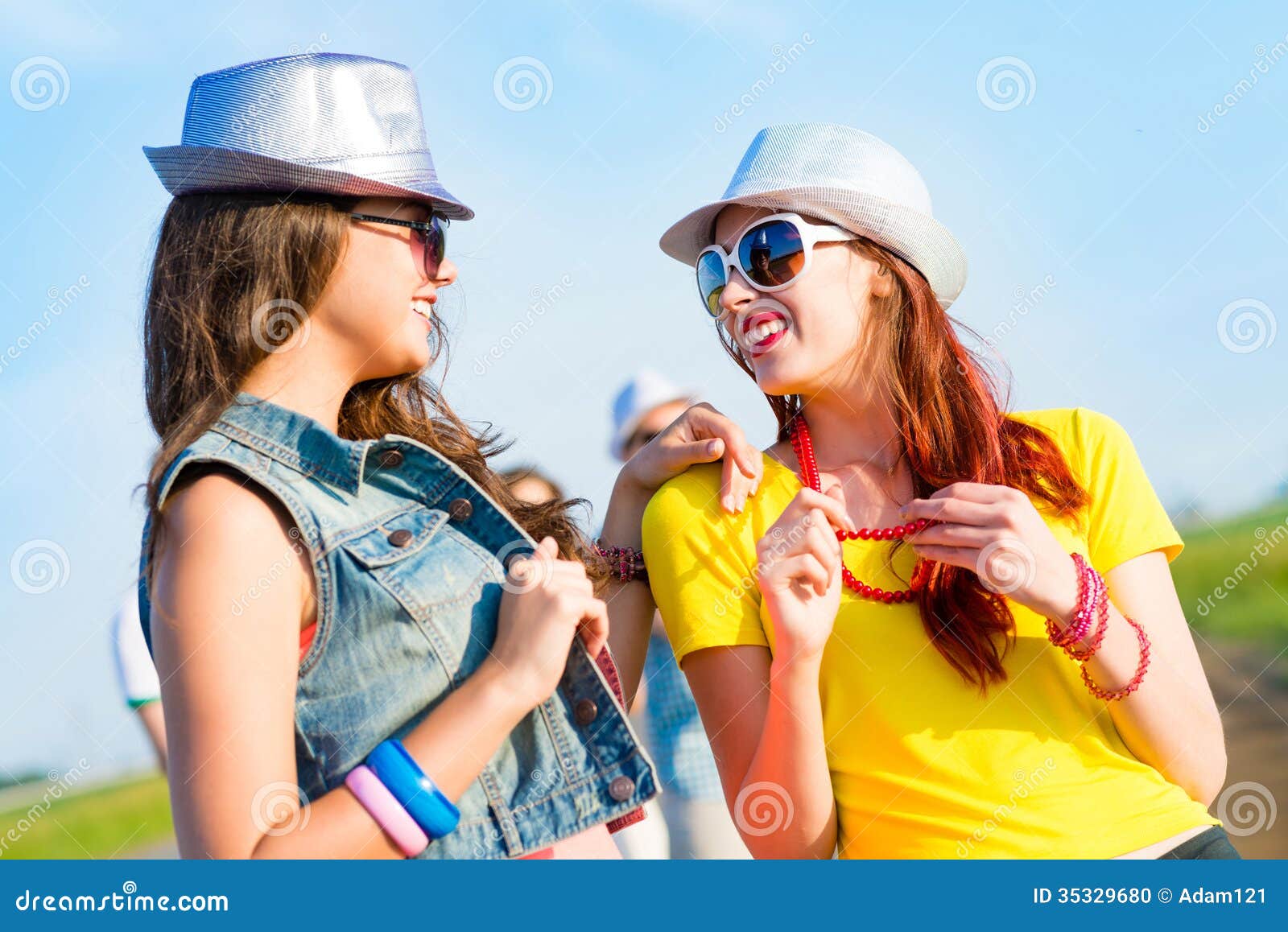 Two Young Girlfriends Having Fun Stock Photo - Image of crazy, meeting ...