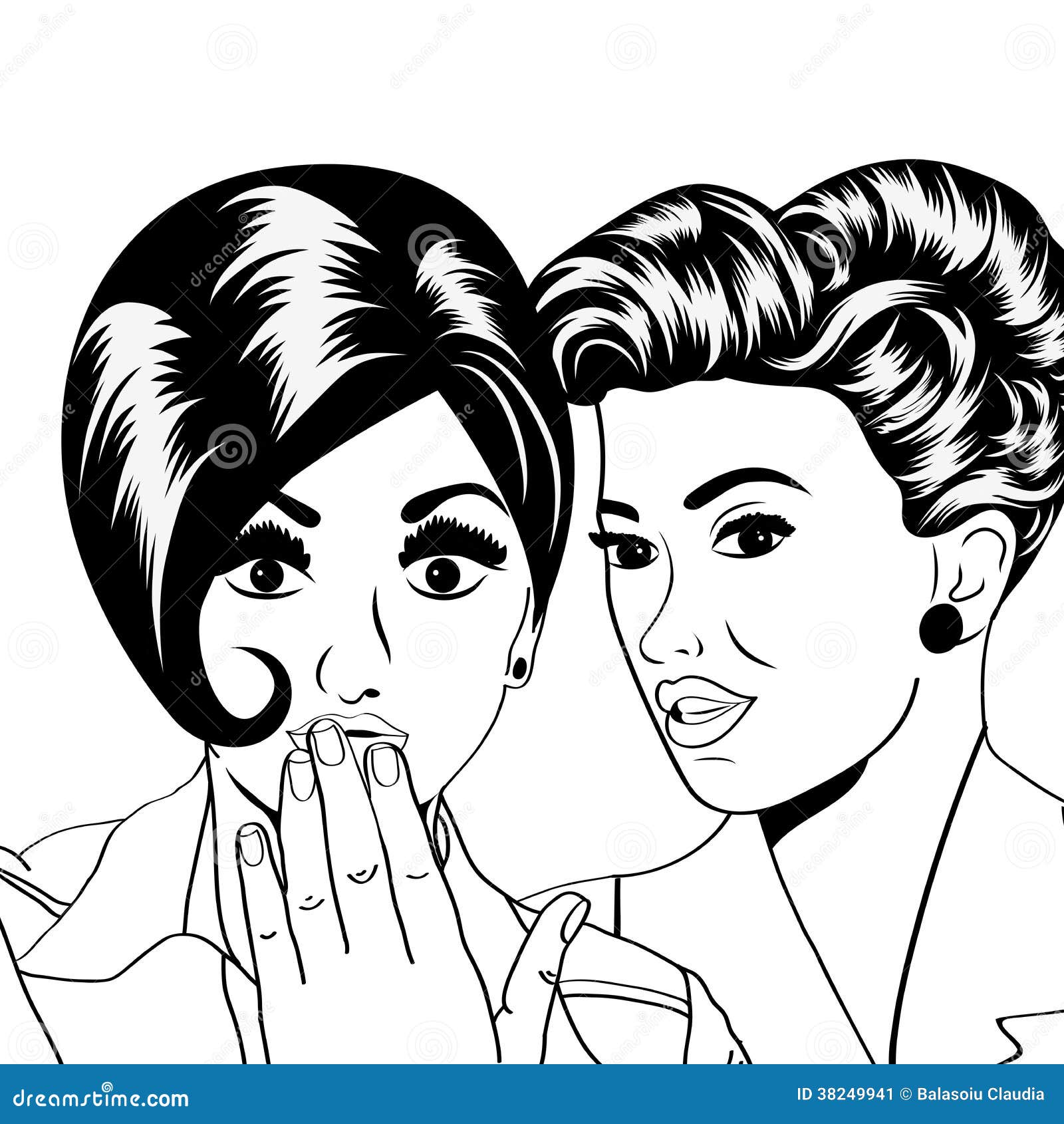 Two Young Girlfriends Talking, Comic Art Illustration Stock Vector ...