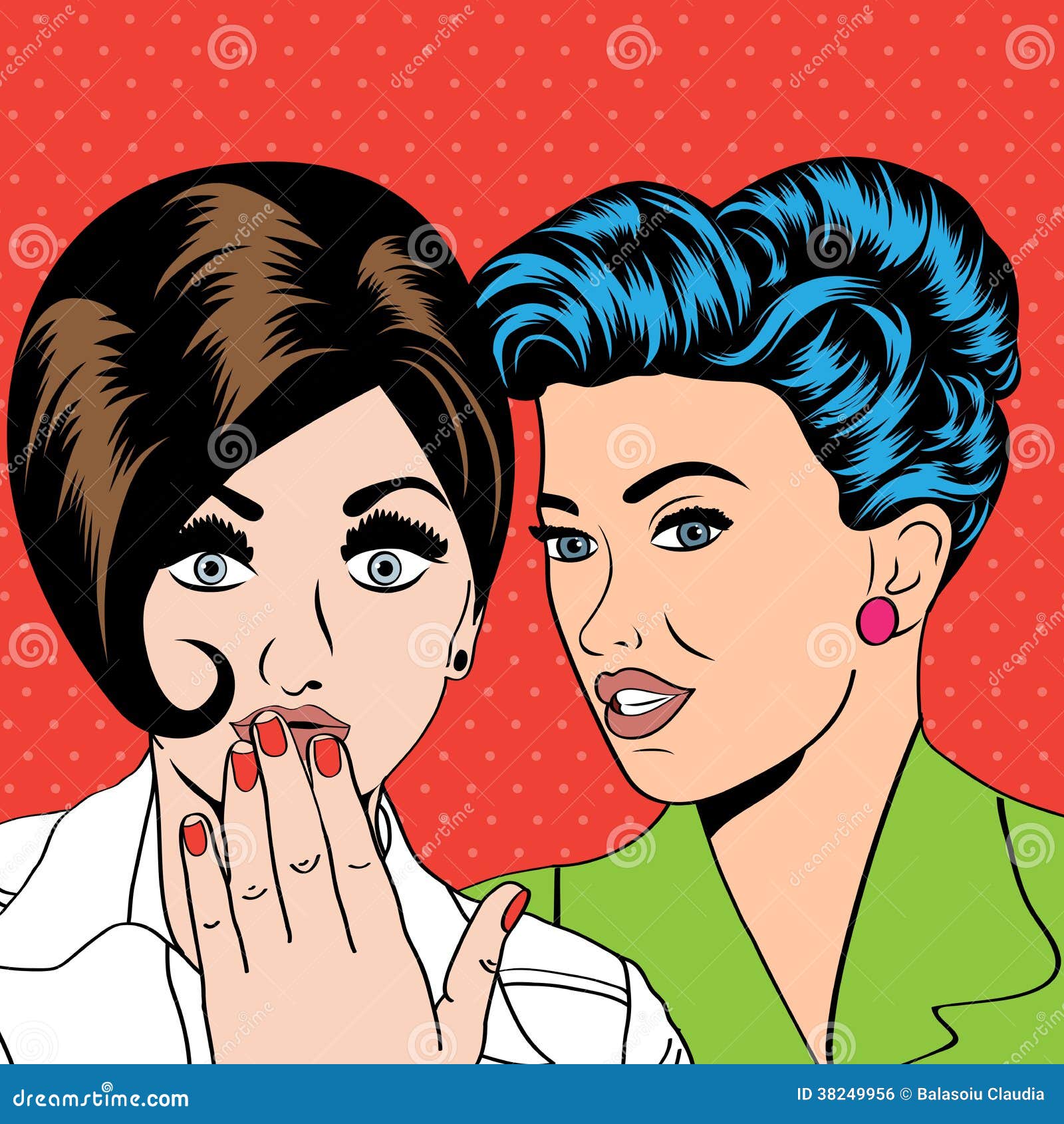 Two Young Girlfriends Talking, Comic Art Illustration Stock Vector ...