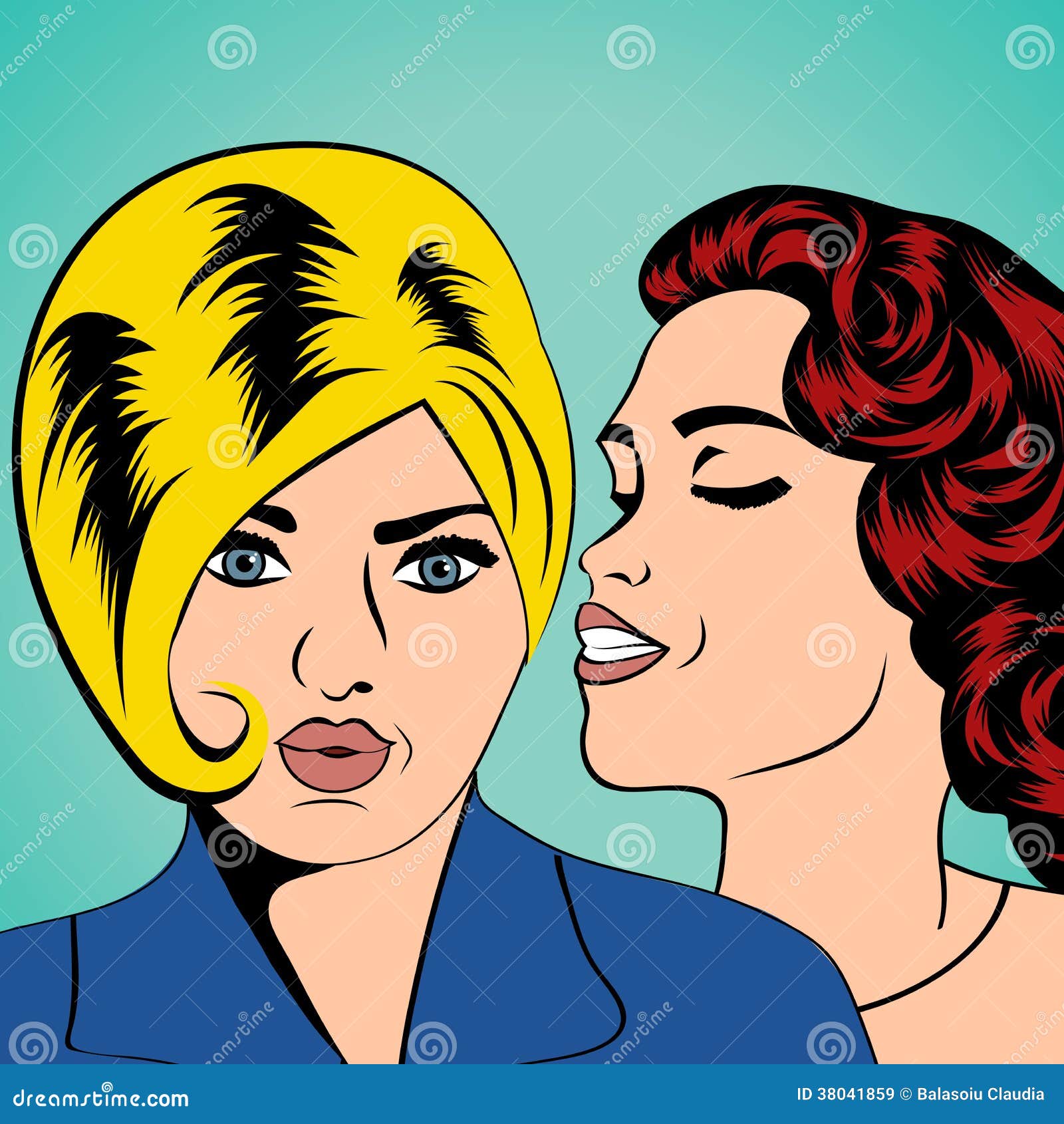 Two Young Girlfriends Talking, Comic Art Illustration Stock Vector ...