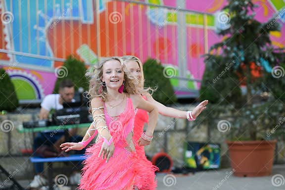 Two Young Girls Dancing Together Dancing With Pleasure Editorial Photo