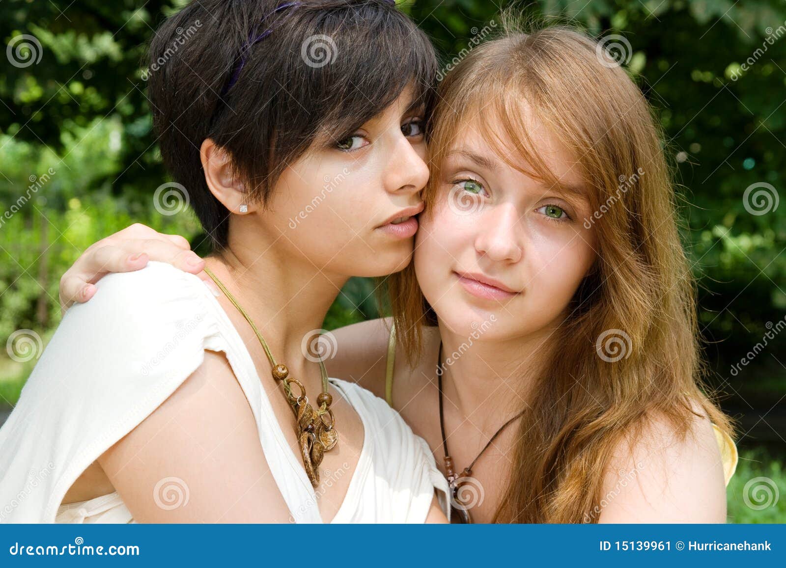 Two young girls outdoors stock image. Image of funny - 15139961