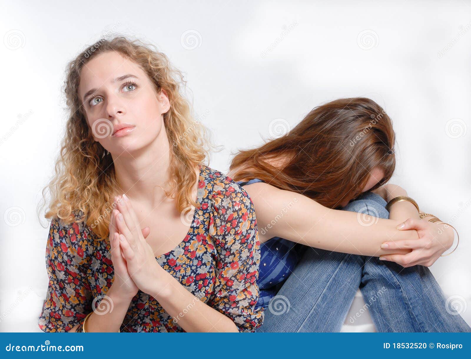 Two Young Girls in Praying for Help Stock Photo - Image of ...