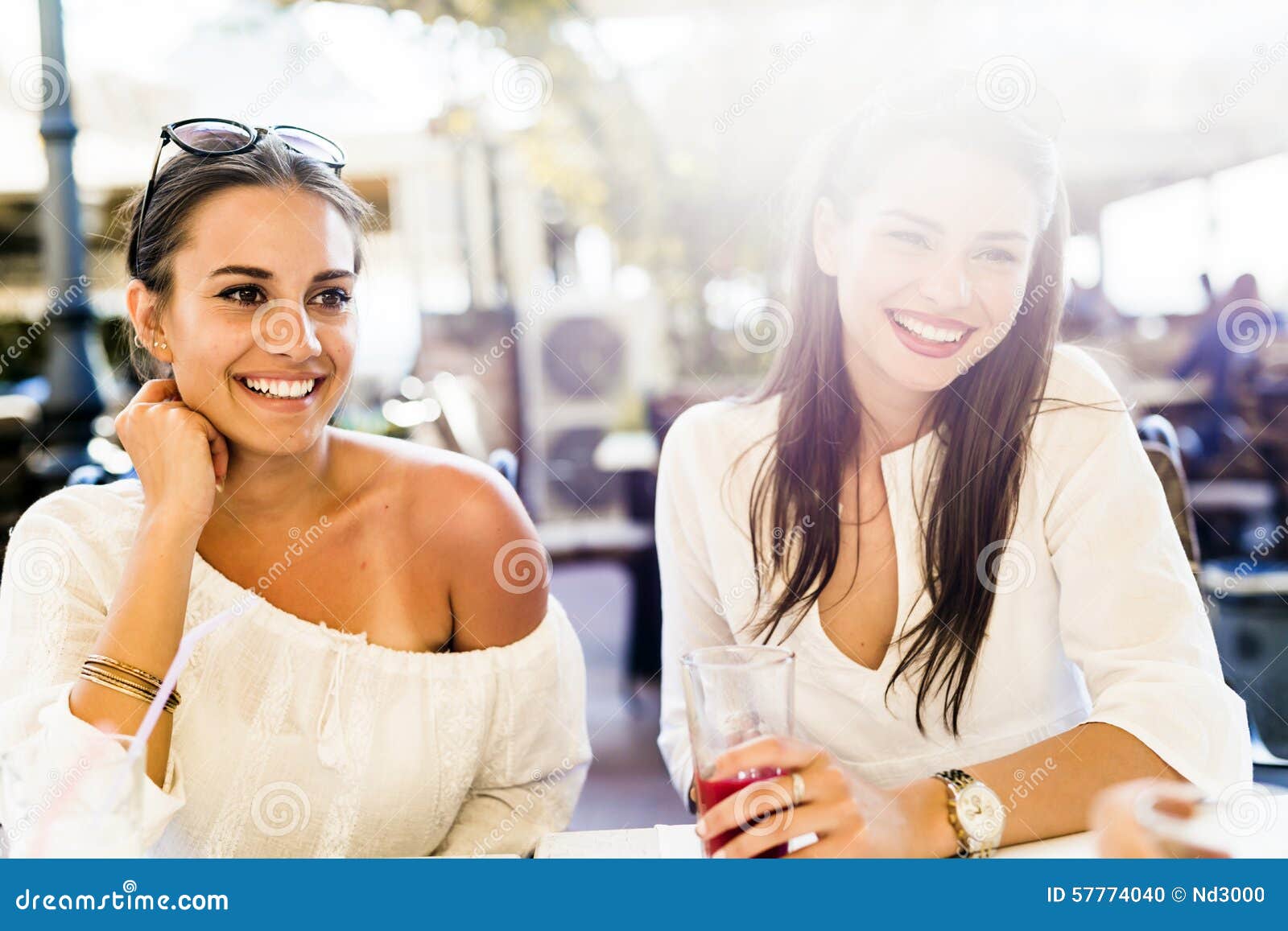 Two Young Girls Talking during Lunch Break Stock Photo - Image of ...