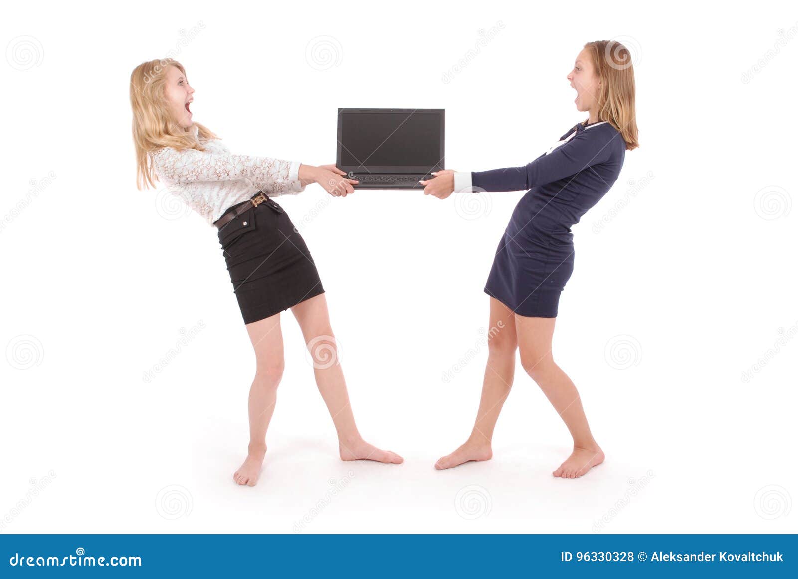Two Young Girls Using Laptop Stock Photo - Image of beautiful, leisure ...