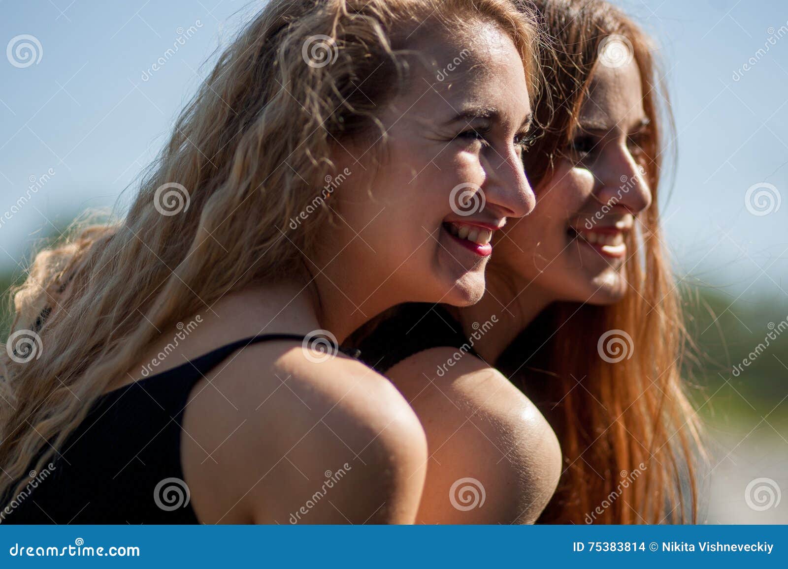 Two young girls stock photo. Image of adult, funny, lovely - 75383814