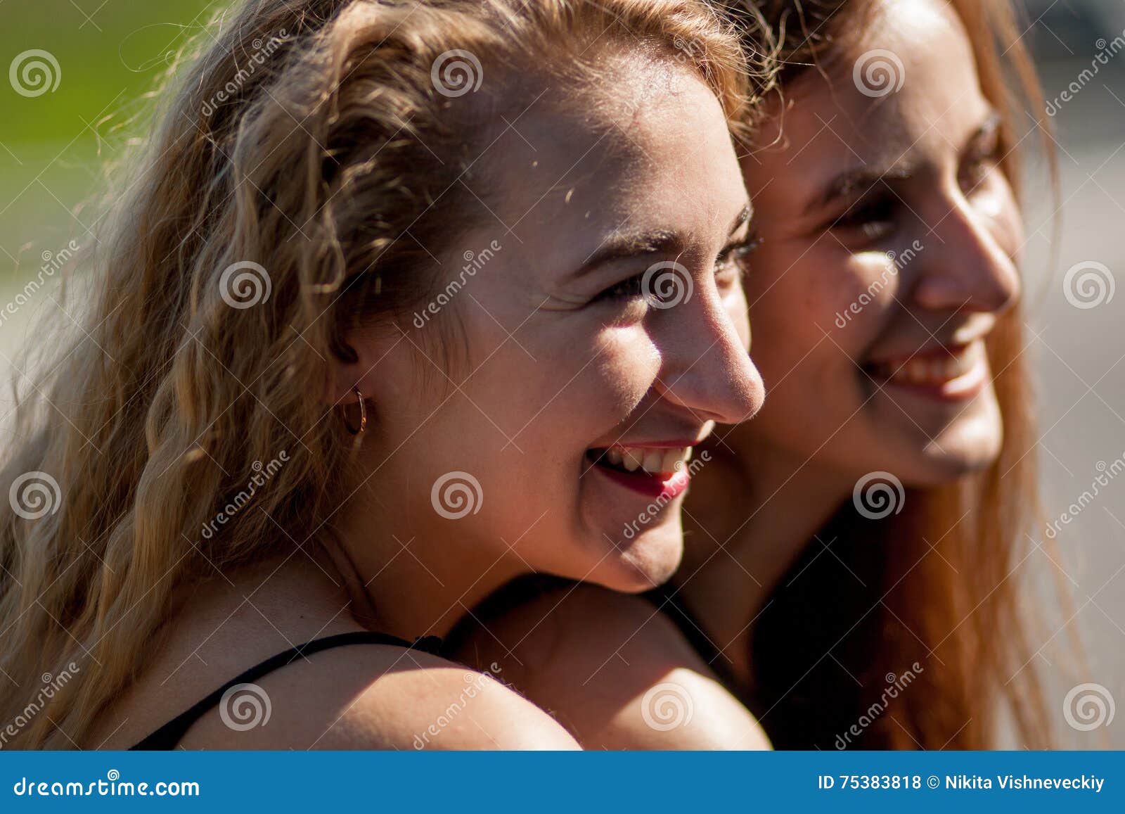 Two young girls stock photo. Image of hair, enjoying - 75383818
