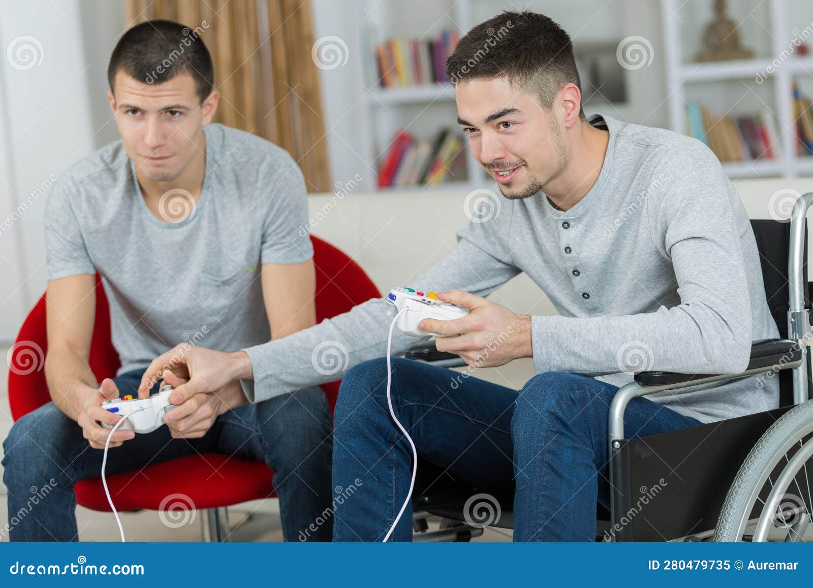 Two Young Guys Playing Video Games at Home Stock Image - Image of ...