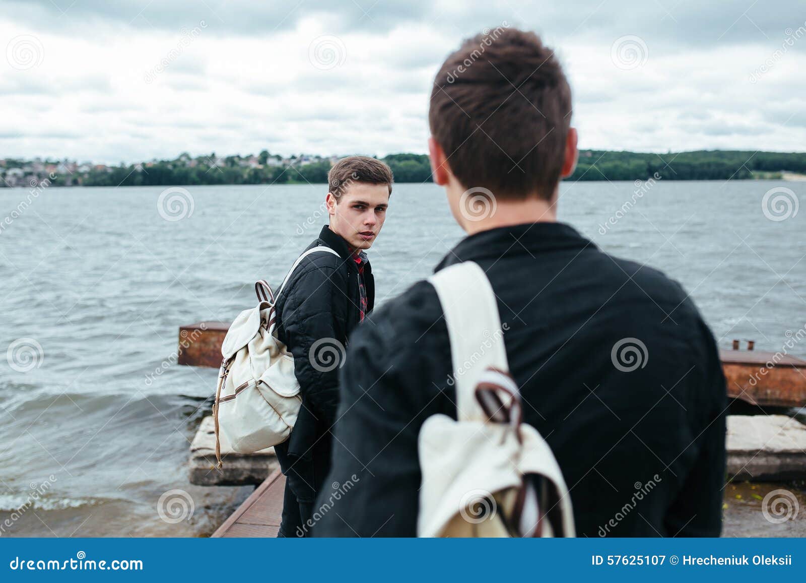 Two Young Guys Standing on a Pier Stock Image - Image of landscape ... Two Young Guys Standing on a Pier Stock Image - Image of landscape ...