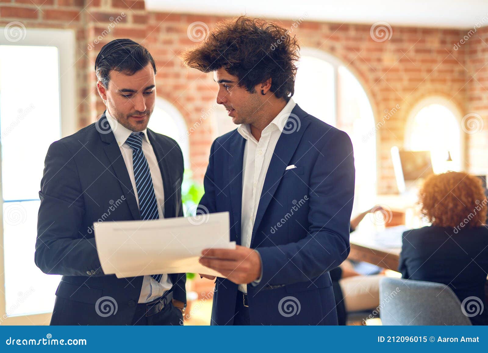 Two Young Handsome Businessmen Working Together Stock Image - Image of ...
