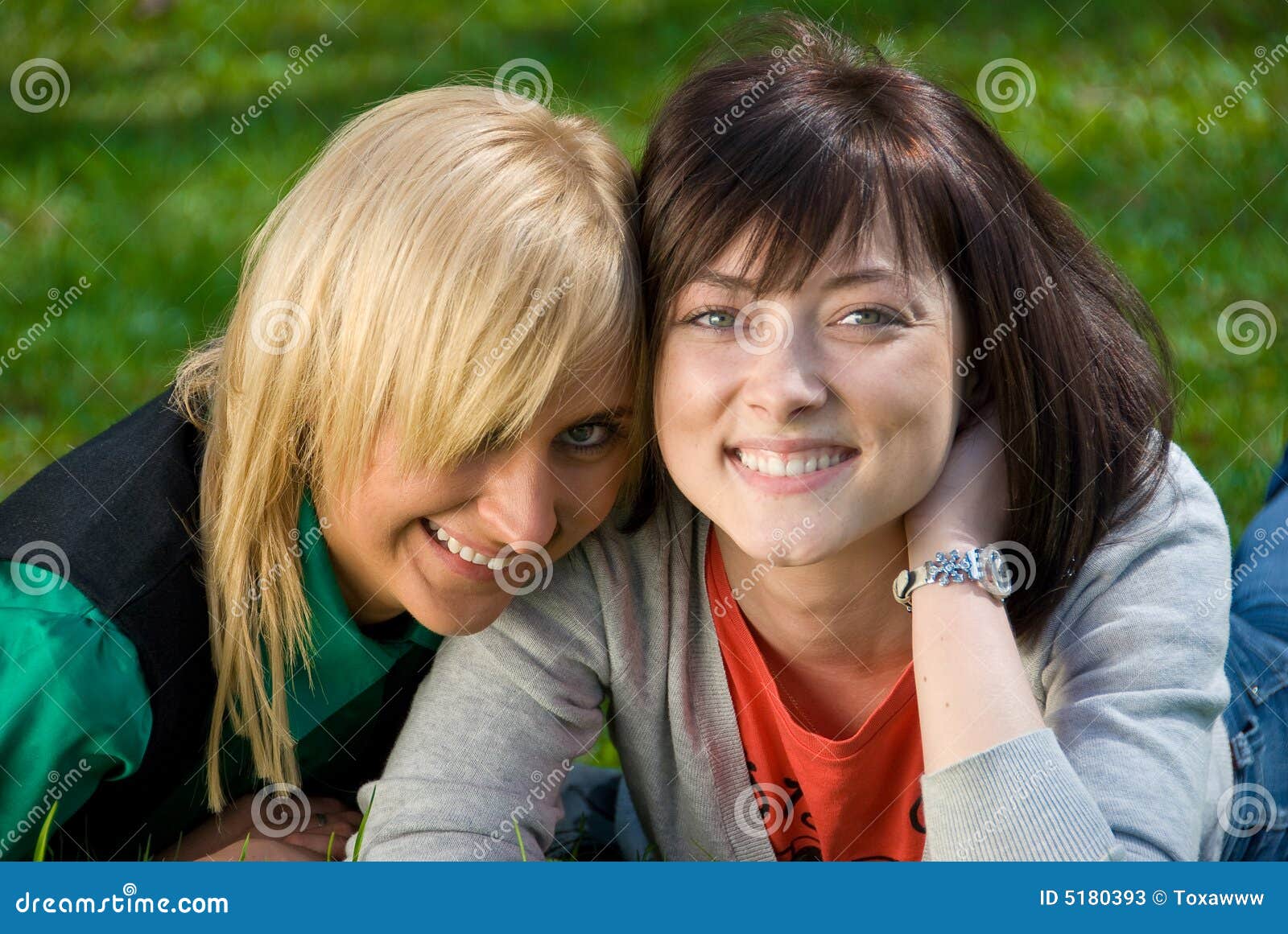 Two young happy girls stock image. Image of beauty, face - 5180393