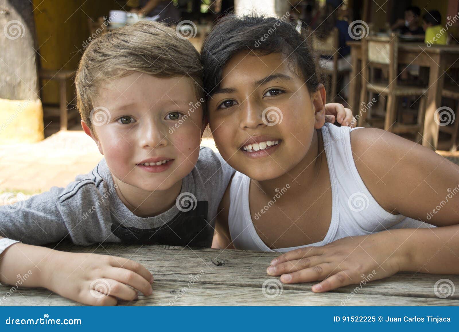 Two Young Kids happy. stock image. Image of little, face - 91522225