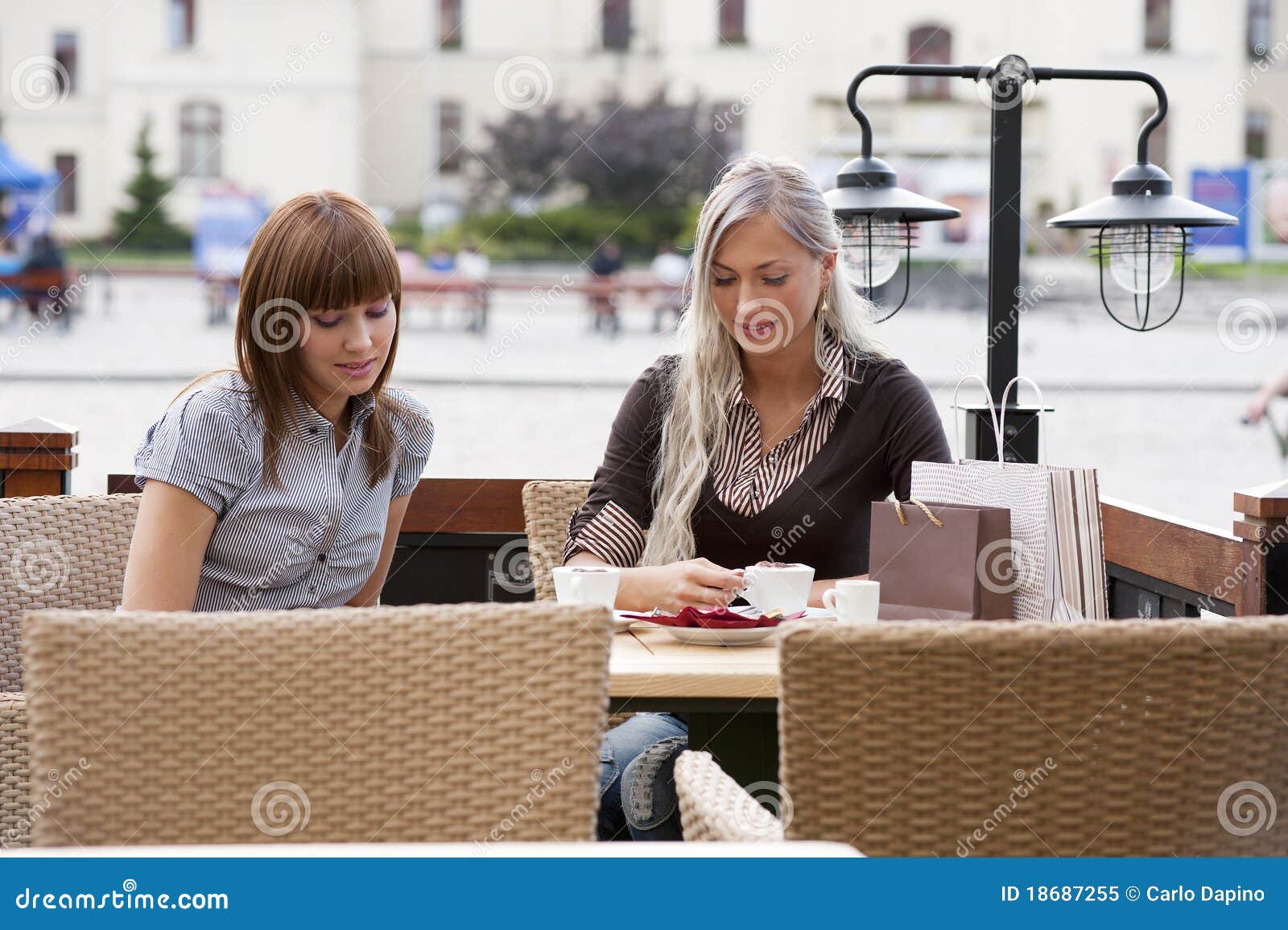 Two Young Lady Drinking Coffee Stock Image - Image of classy, dream ...