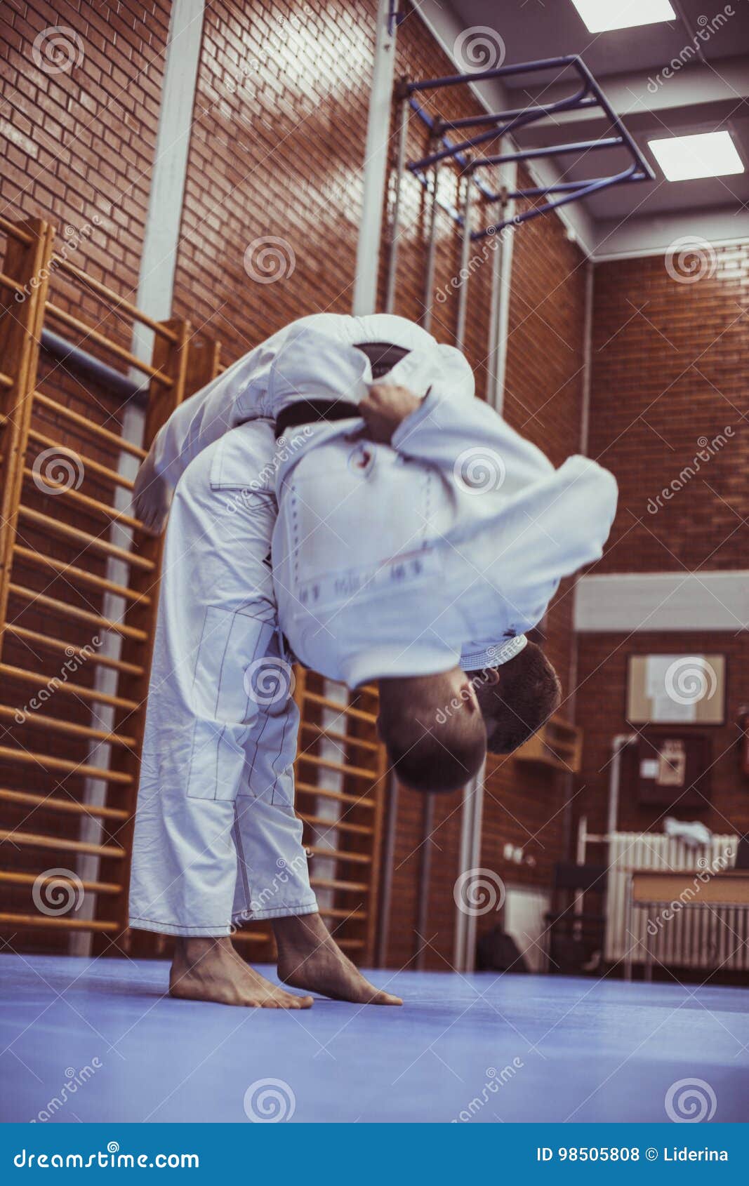 Two Young Males Practicing Judo Together. Stock Photo - Image of kung ...