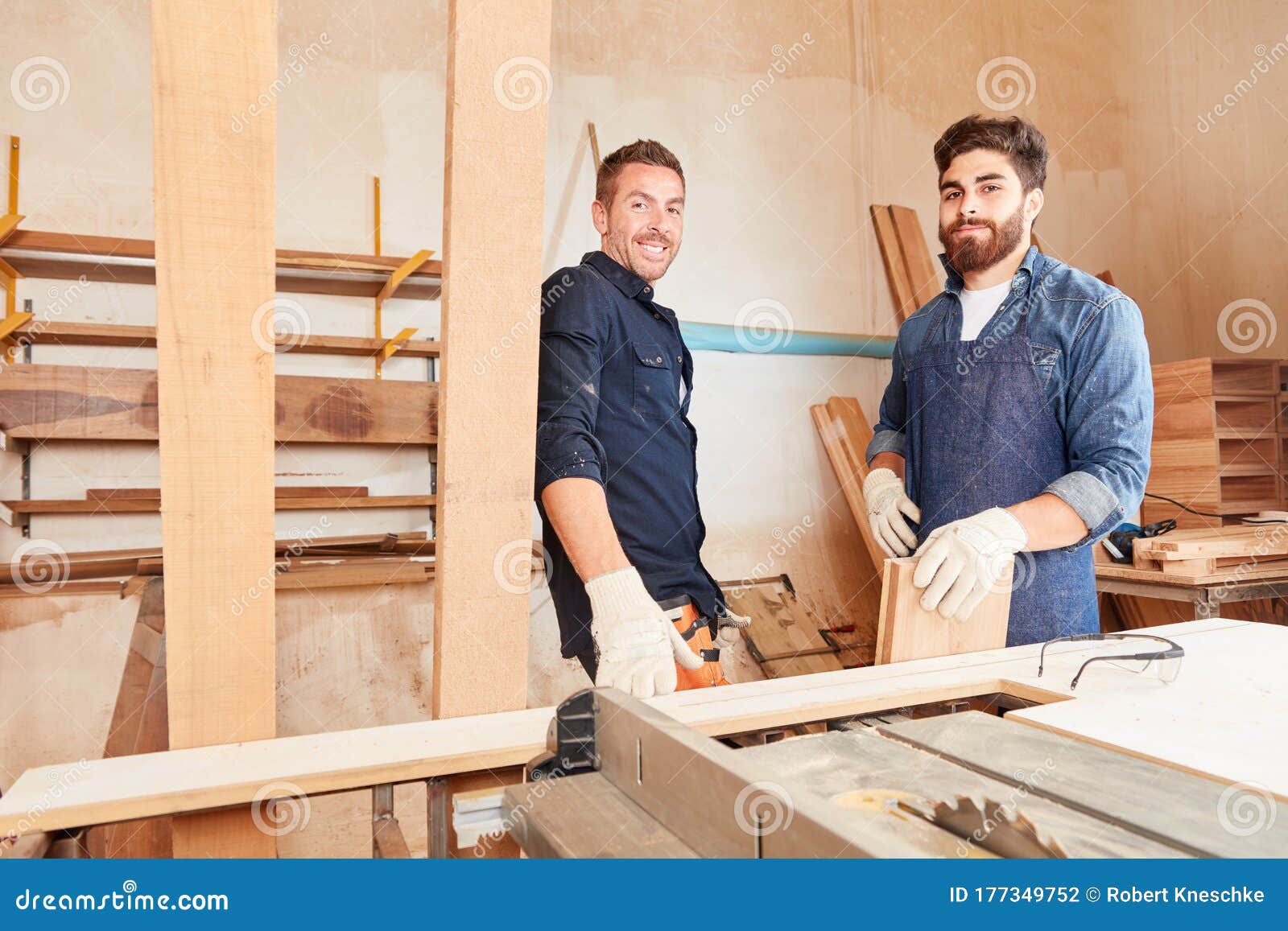 Two Young Men As Carpenters Apprentices Stock Photo - Image of ...