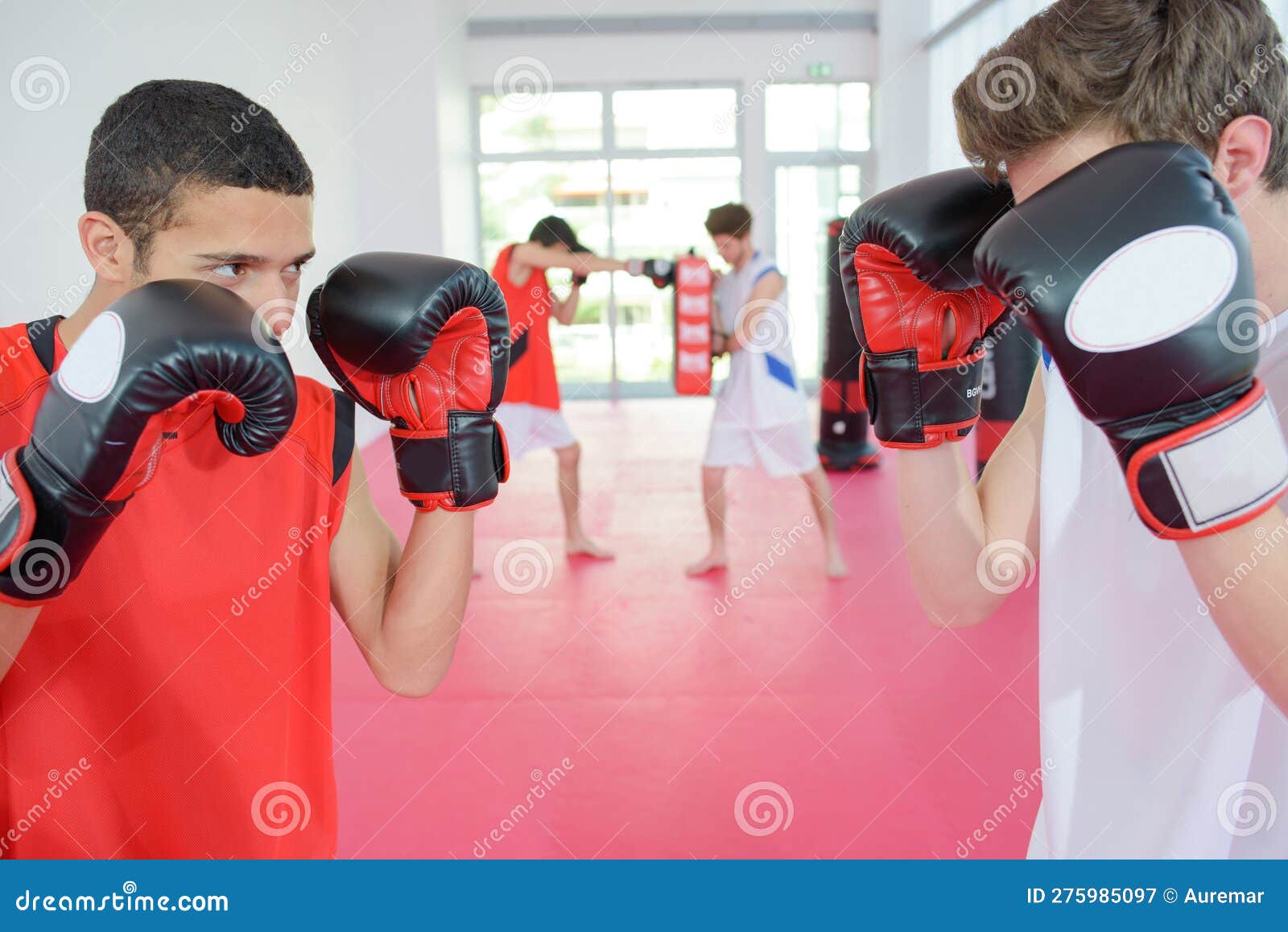 Two young men boxing stock image. Image of muscles, face - 275985097