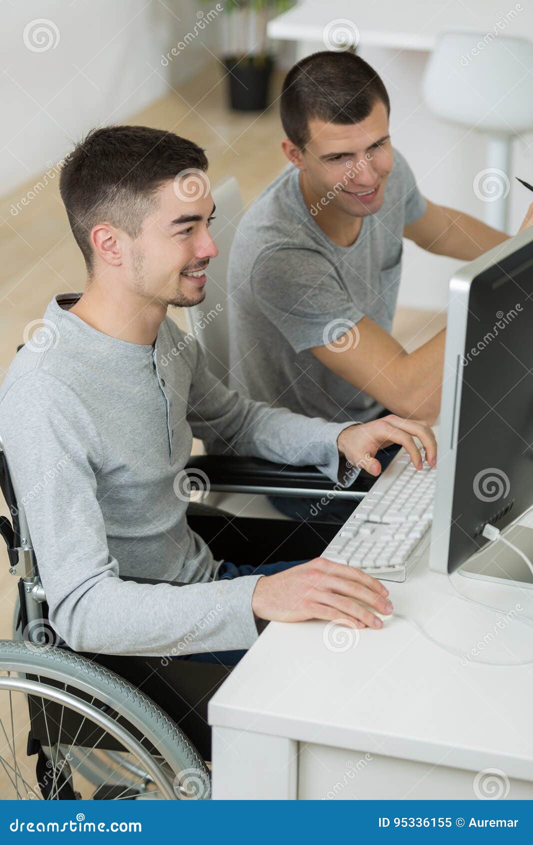 Two Young Men in Front Computer Stock Image - Image of profession, work ...