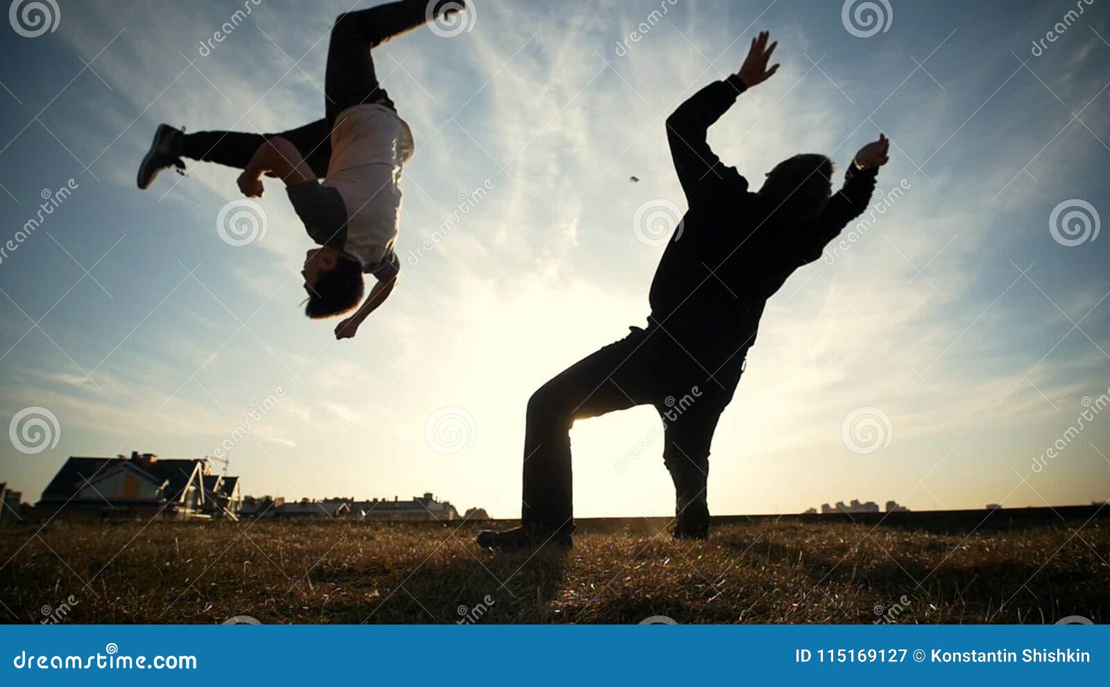 Two Young Men Outdoors Fighting on the Sunset Stock Video - Video of ...