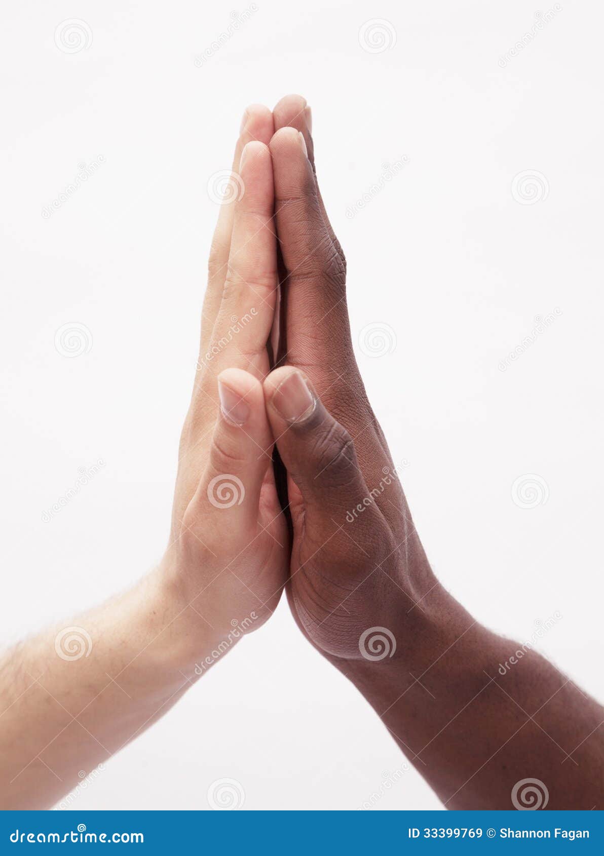 Two Young Men with Palms Together, Close-up, Studio Shot Stock Image ...