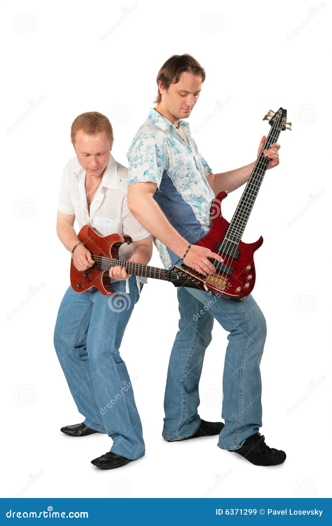 Two Young Men Play on Guitars Stock Image - Image of guitar, jeans: 6371299