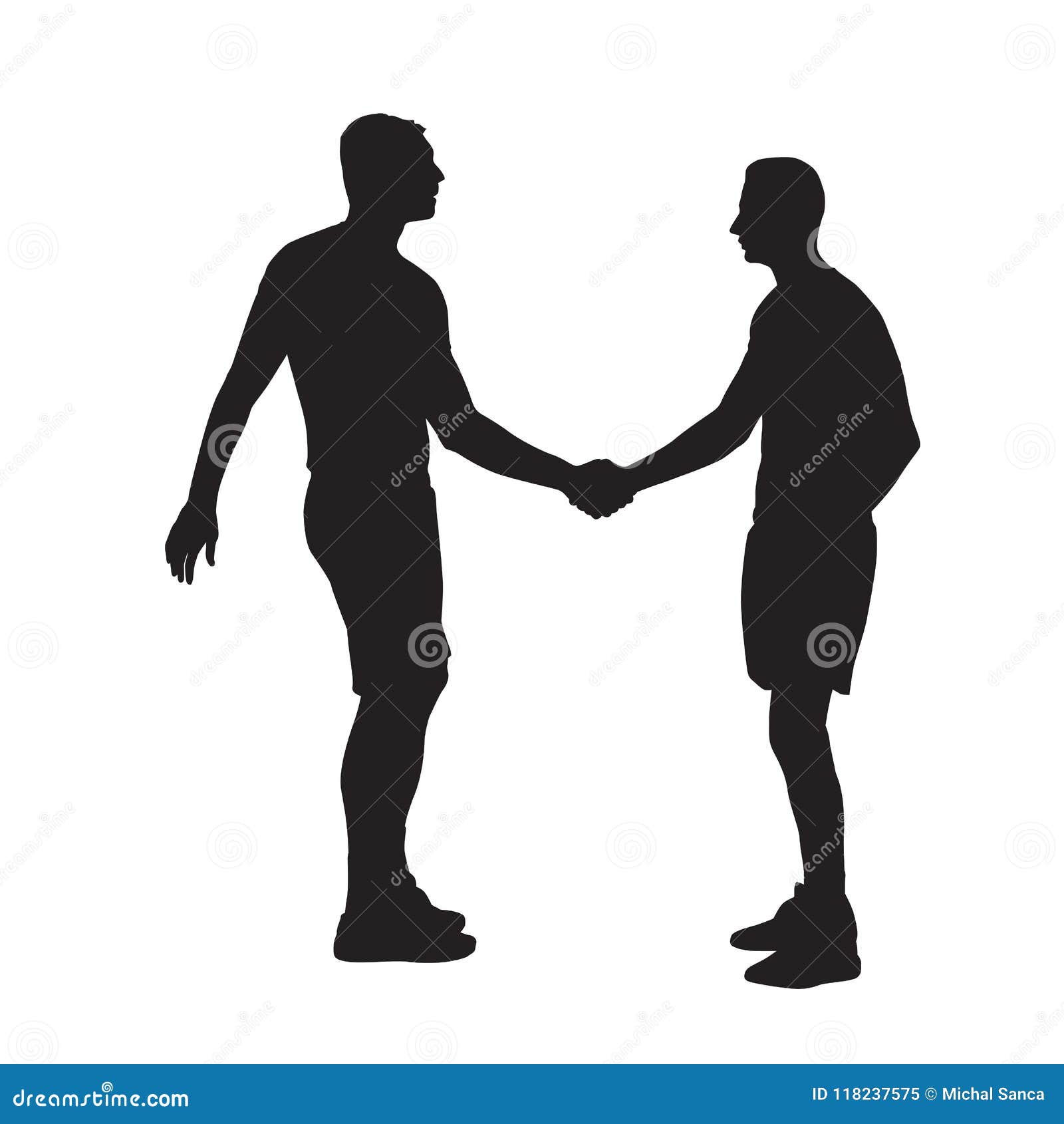 Two Men Shaking Hands, Side View. Vector Isolated Silhouette Stock ...