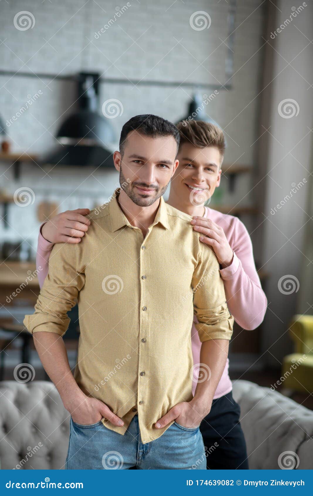 Two Young Men Smiling Nicely and Looking Good Stock Photo - Image of ...