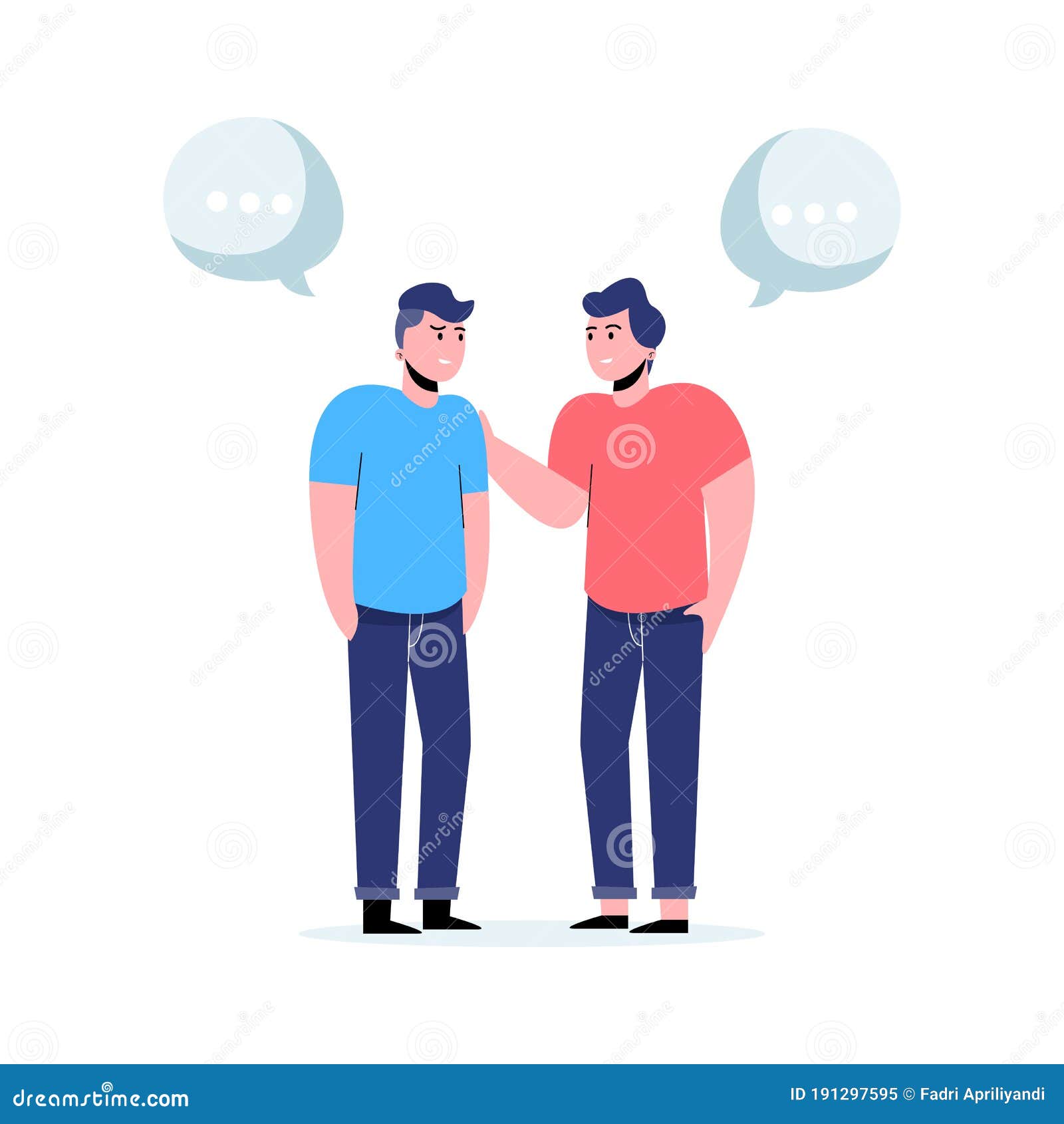 Two Young Men Speaking Friends Communication Stock Vector ...